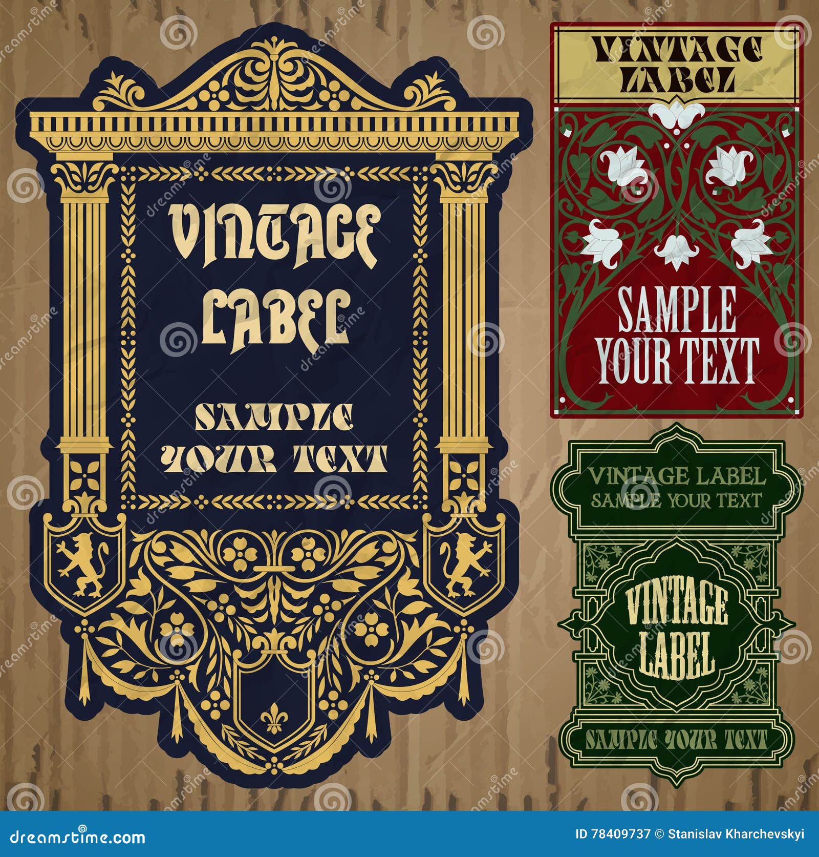 Label Art Nouveau stock vector. Illustration of card - 78409737