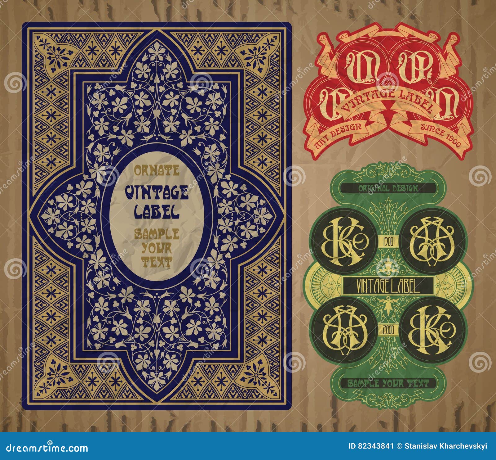 Label Art Nouveau stock vector. Illustration of nostalgic - 82343841