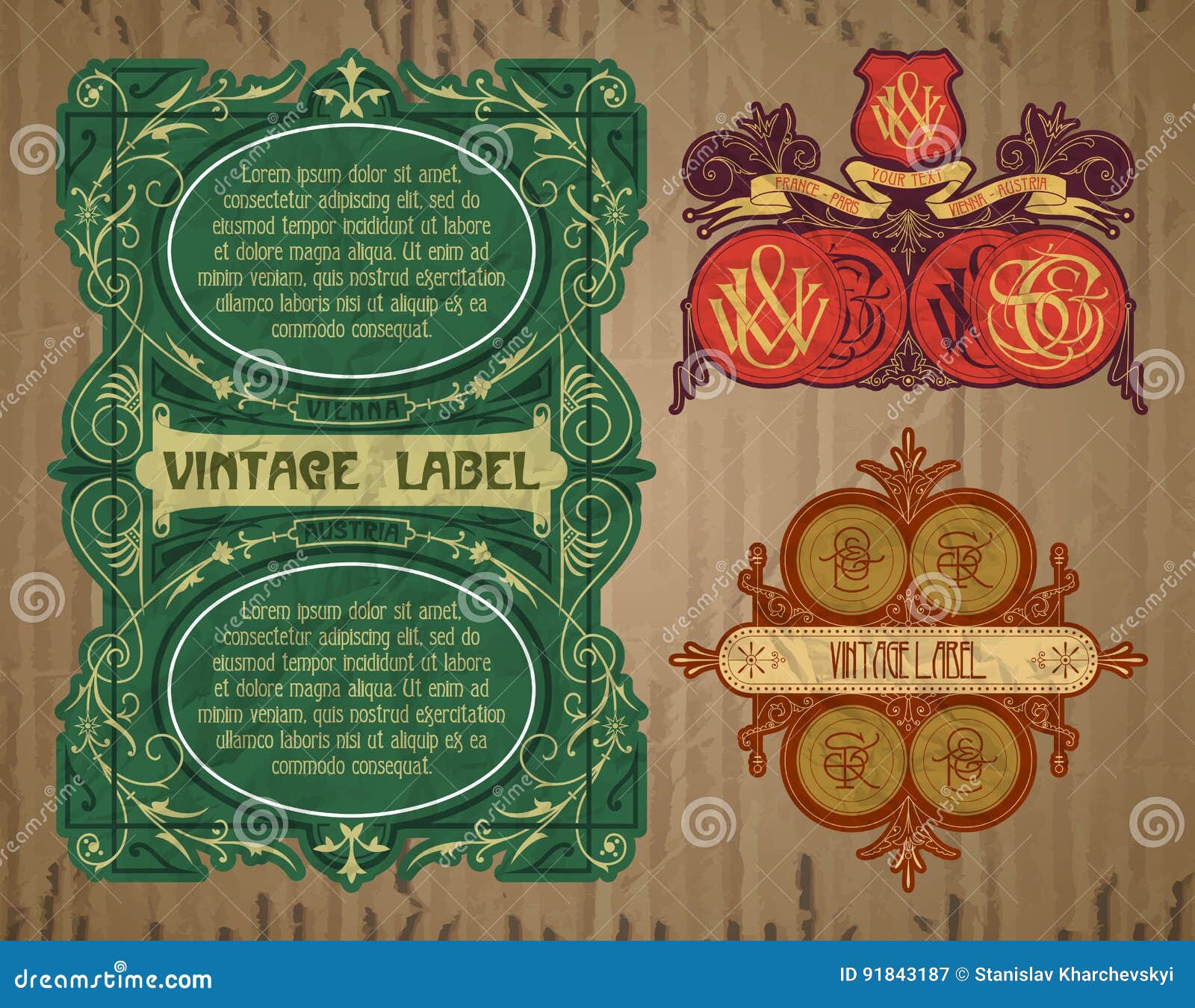 Label Art Nouveau stock vector. Illustration of decoration - 91843187
