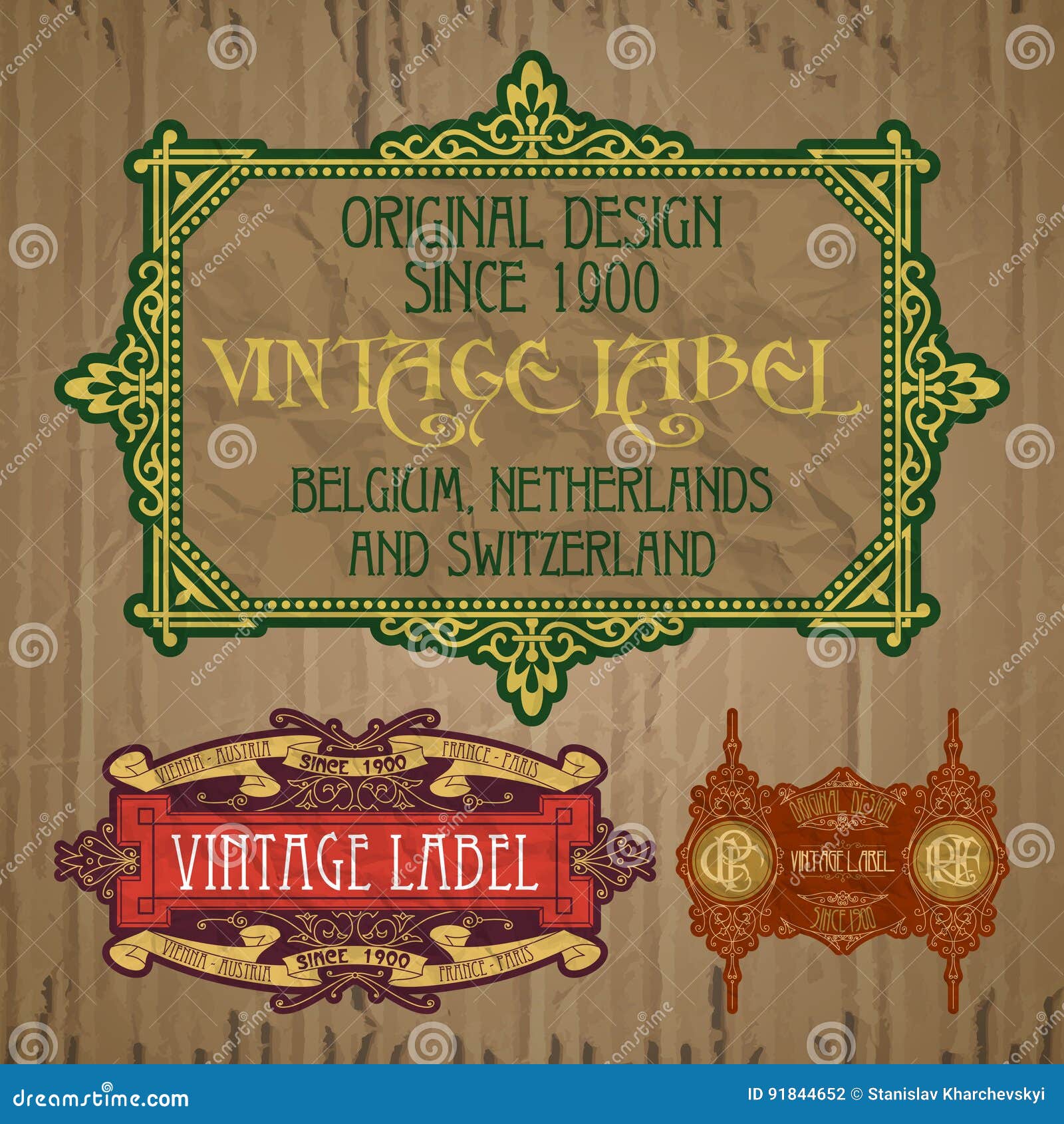 Label Art Nouveau stock vector. Illustration of antique - 91844652