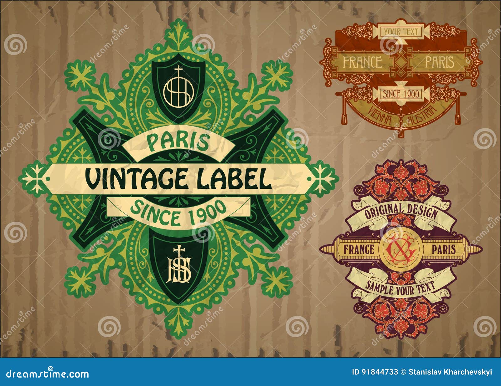 Label Art Nouveau stock vector. Illustration of packaging - 91844733