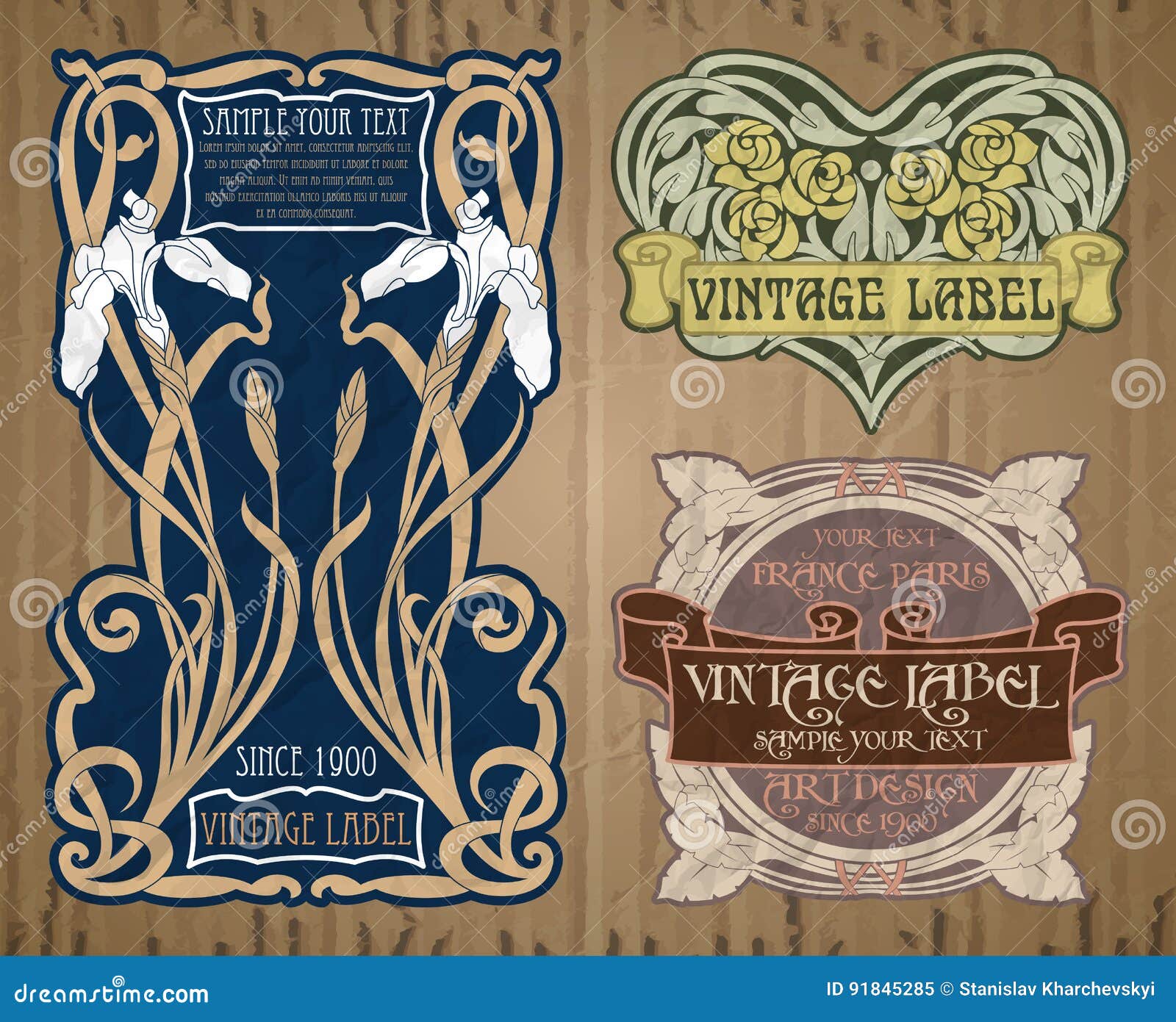 Label Art Nouveau stock vector. Illustration of card - 91845285