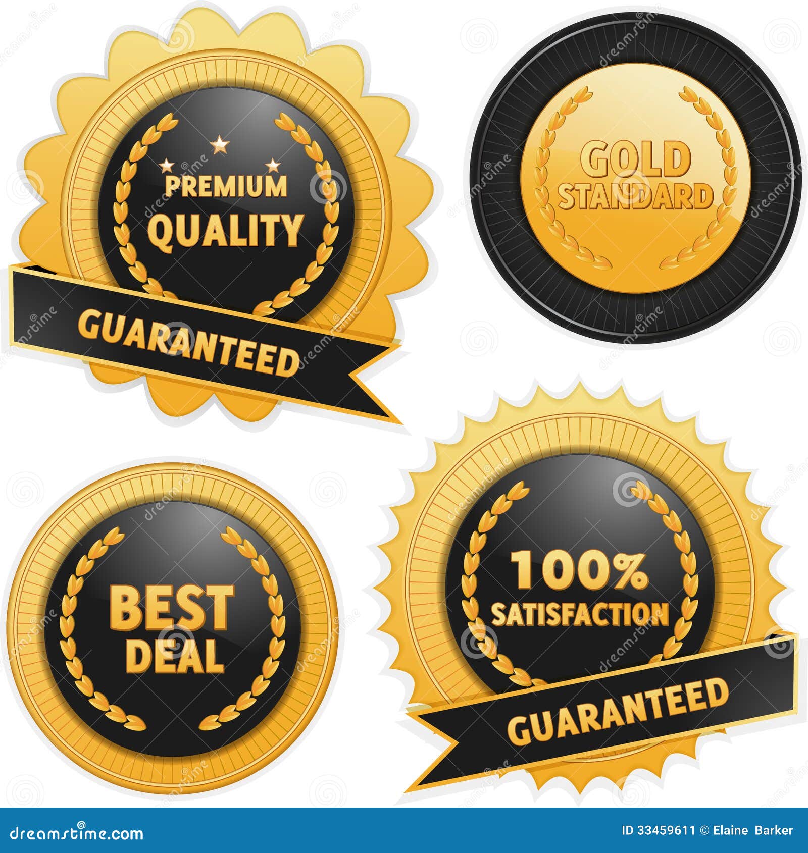 Label Badges in Black and Gold Stock Vector - Illustration of medal ...