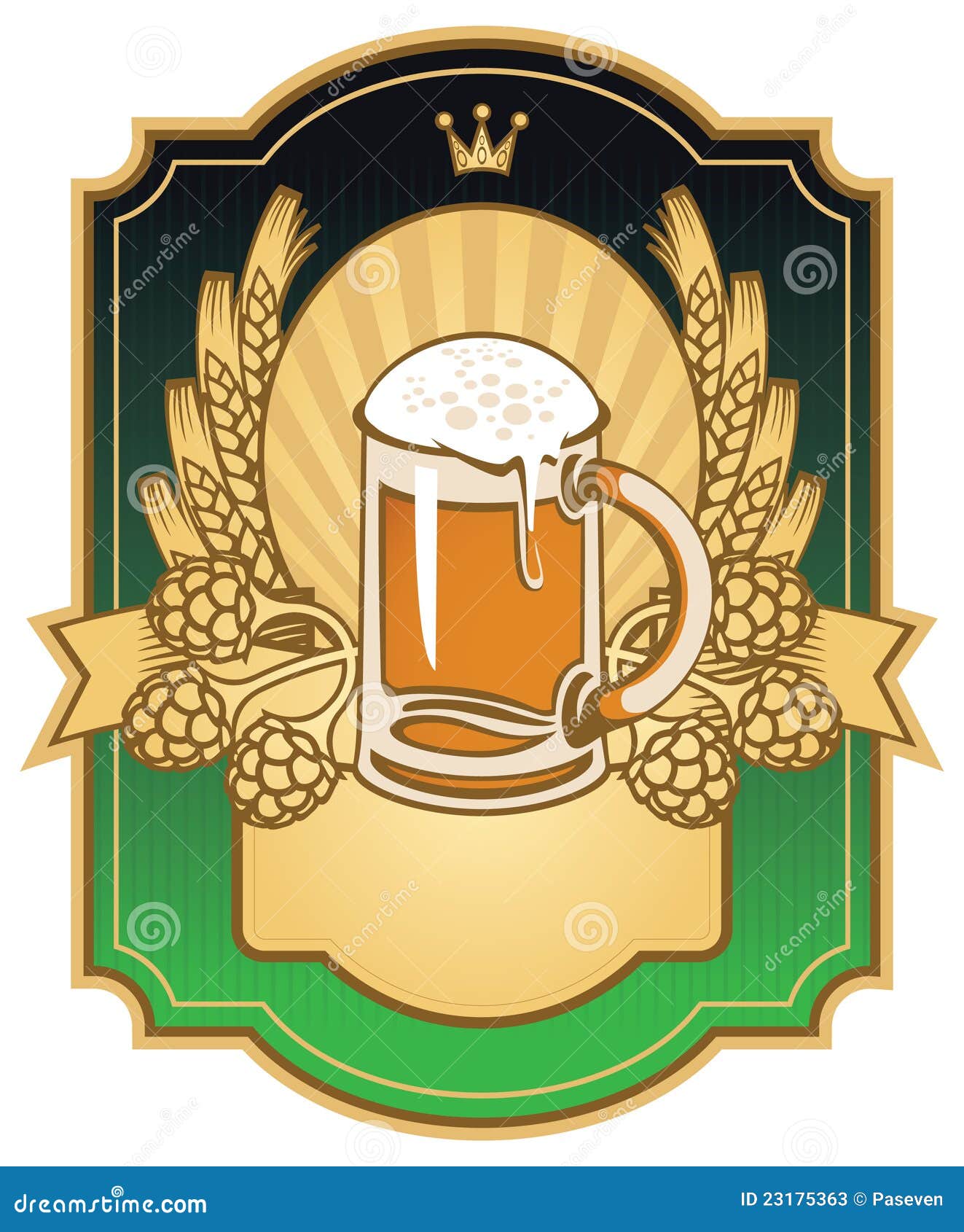 Label with a beer glass stock vector. Illustration of drunk - 23175363