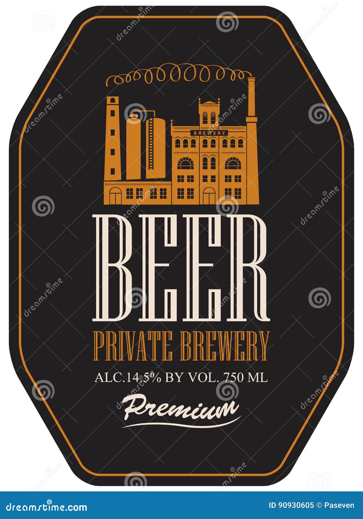 Label for Beer with Image of Brewery Building Stock Vector ...