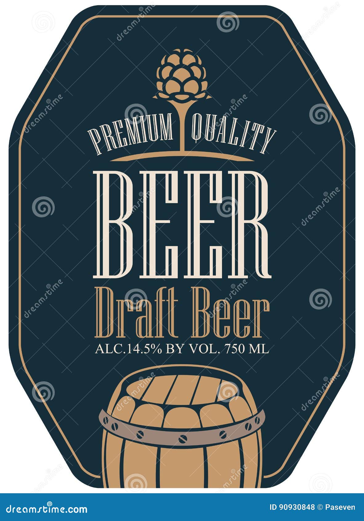 Label for Beer in Retro Style with Malt and Barrel Stock Vector ...
