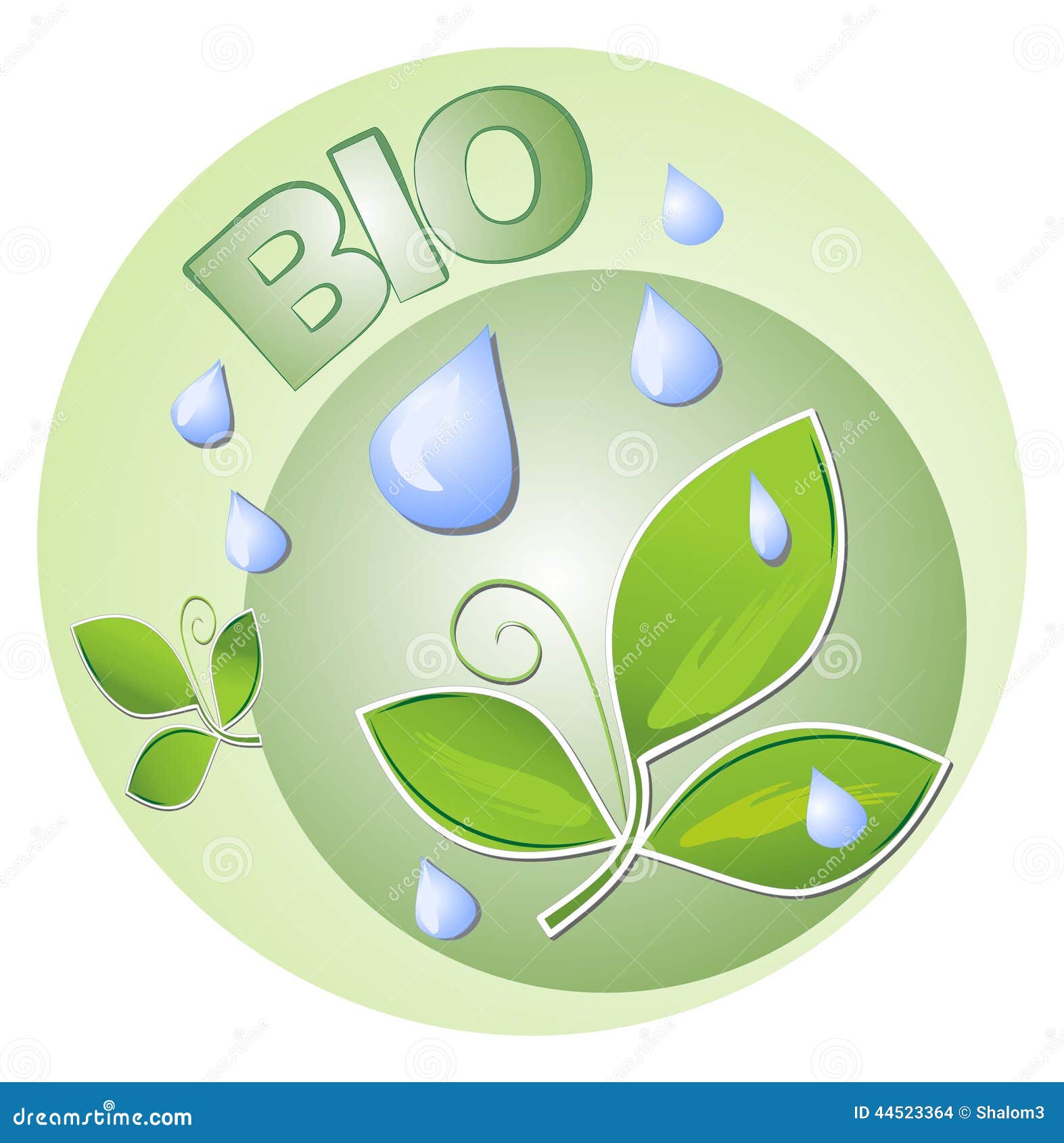 Label for Bioproduct with Leafs and Drops Stock Illustration ...