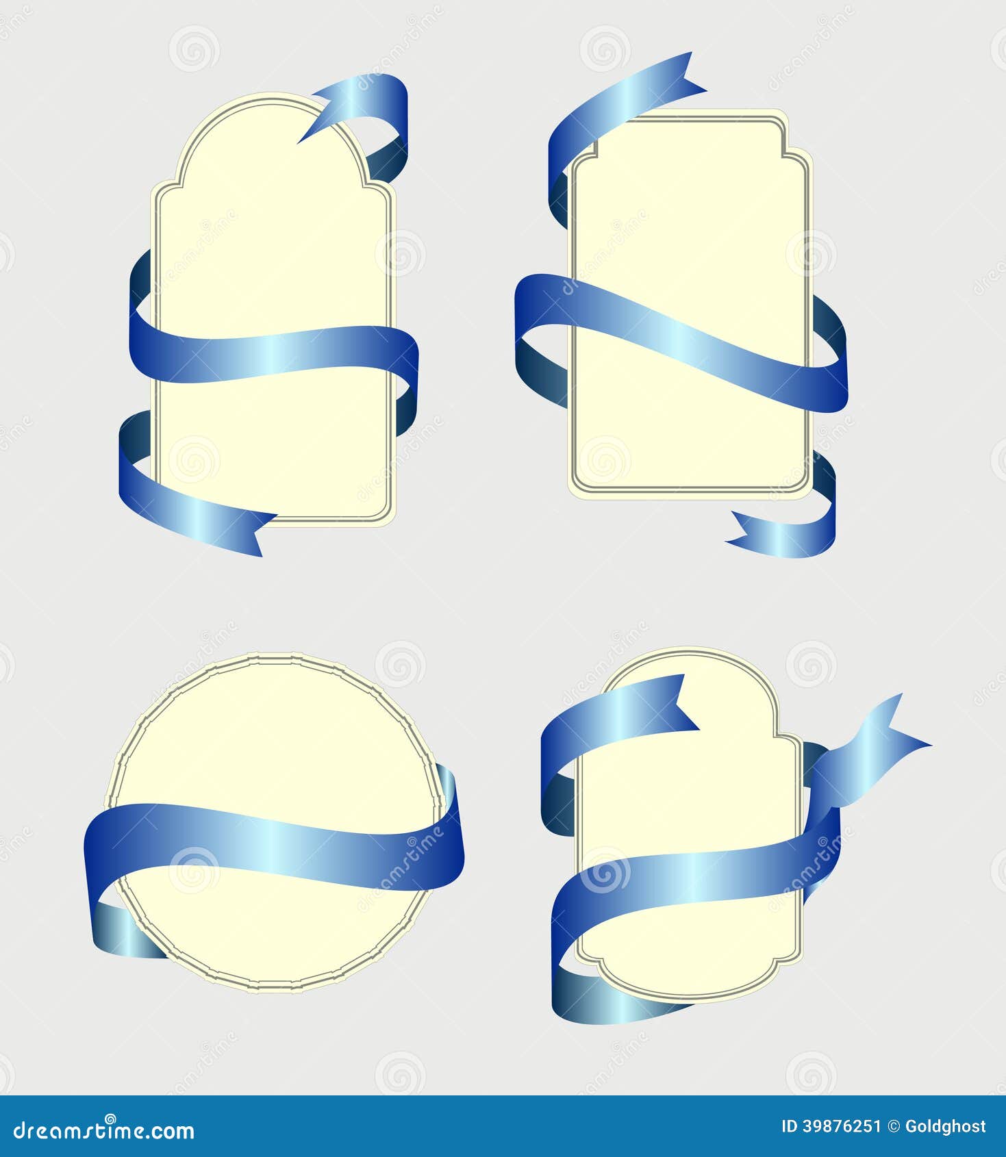 Label with blue ribbon stock vector. Illustration of label - 39876251