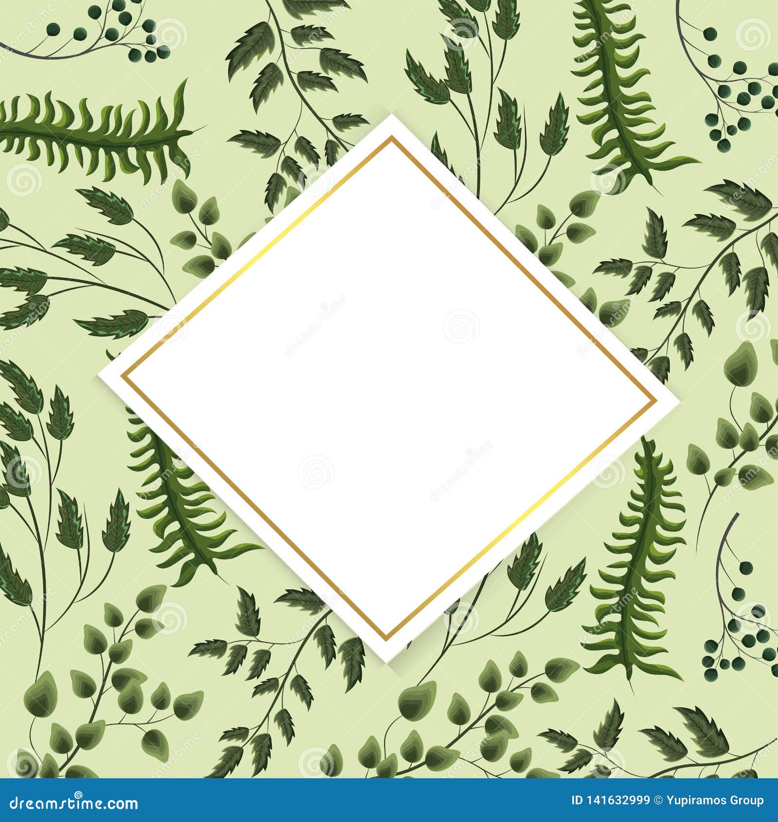 Label with Branches Leaves Plants Background Stock Vector ...