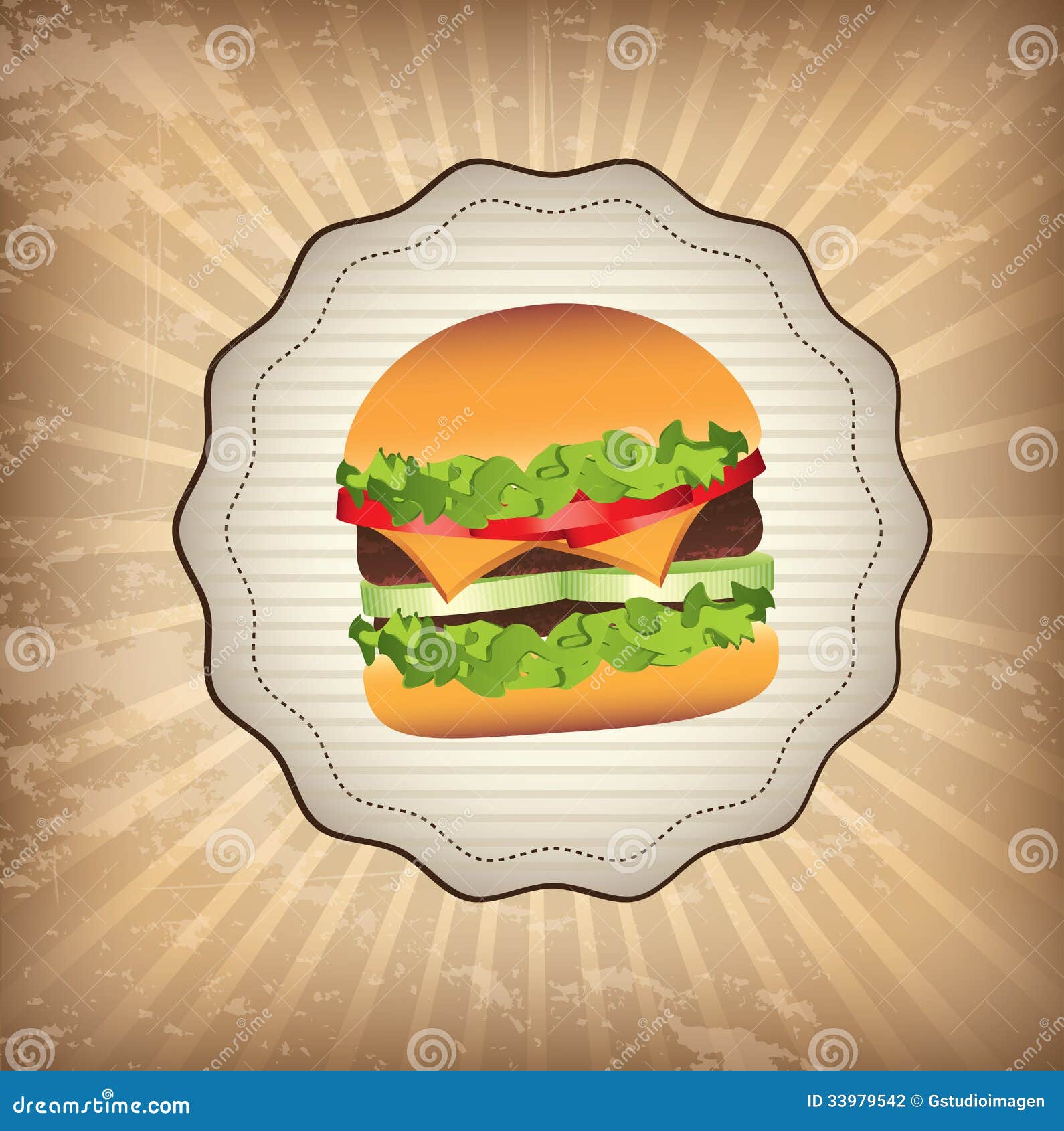Label burger stock vector. Illustration of meal, hamburger - 33979542