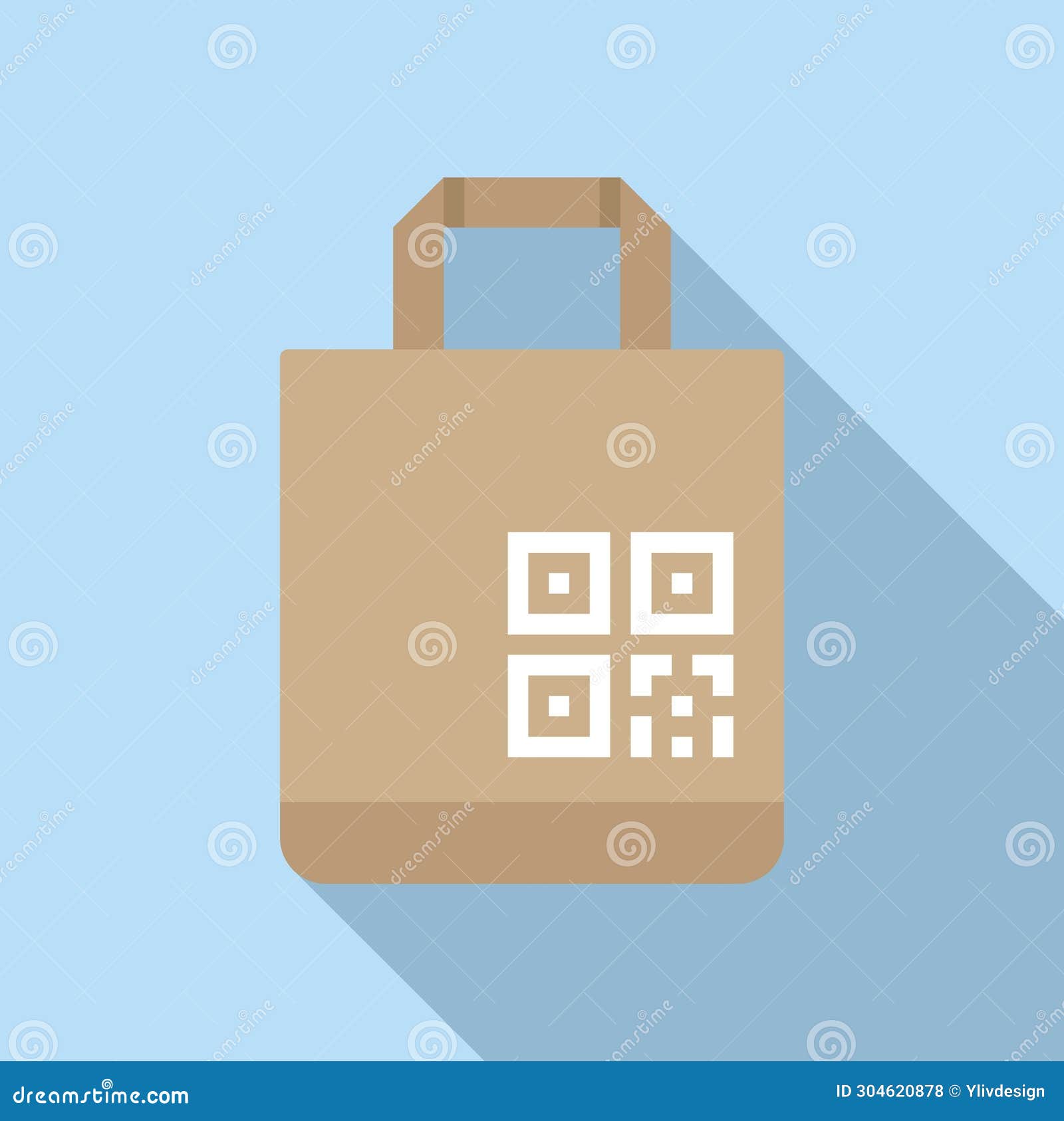 Label Cell App Icon Flat Vector. Scan Paper Bag Stock Illustration ...