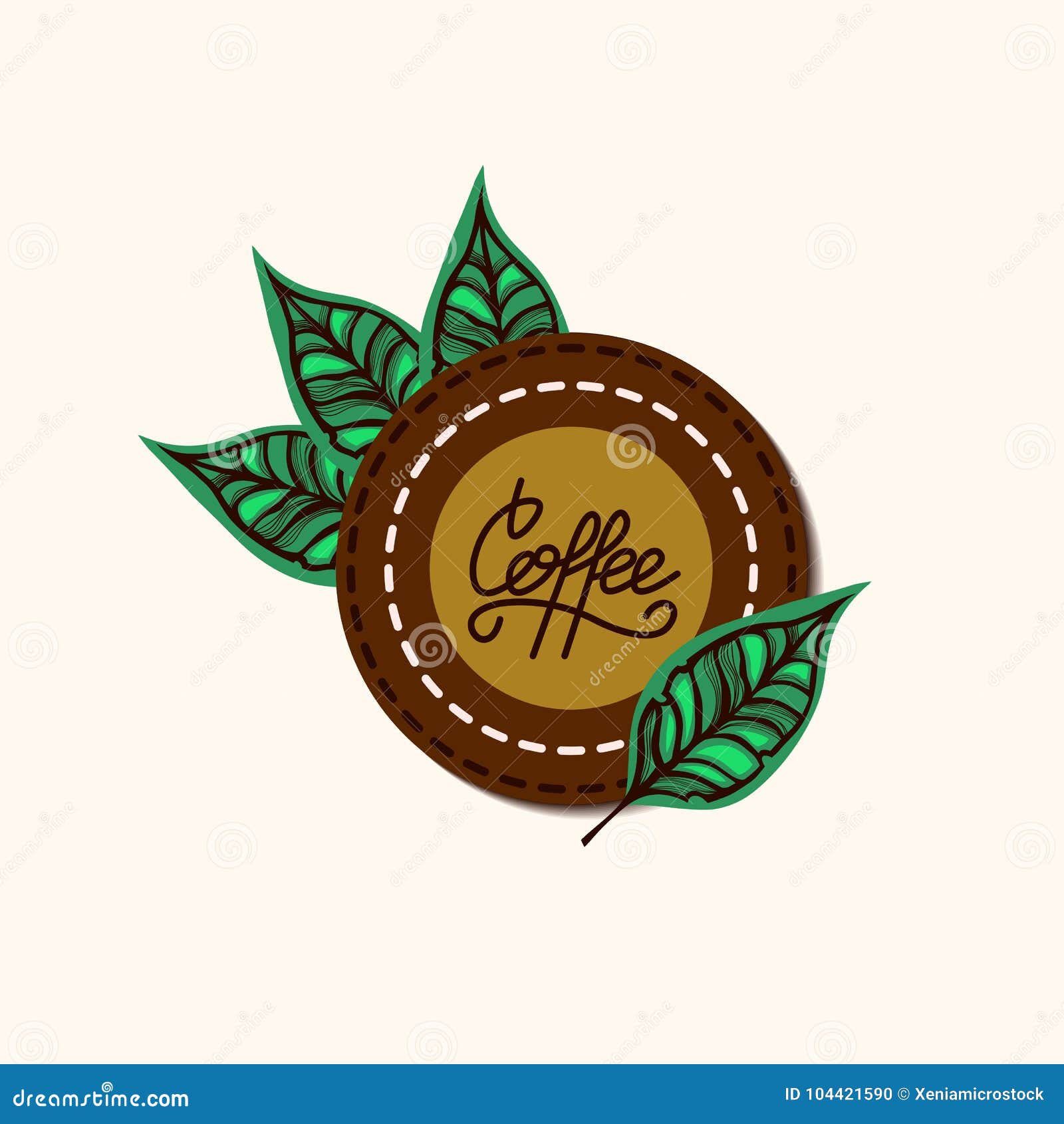 Label for Coffee. Coffee Leaves and Lettering Coffee. Template for Your ...