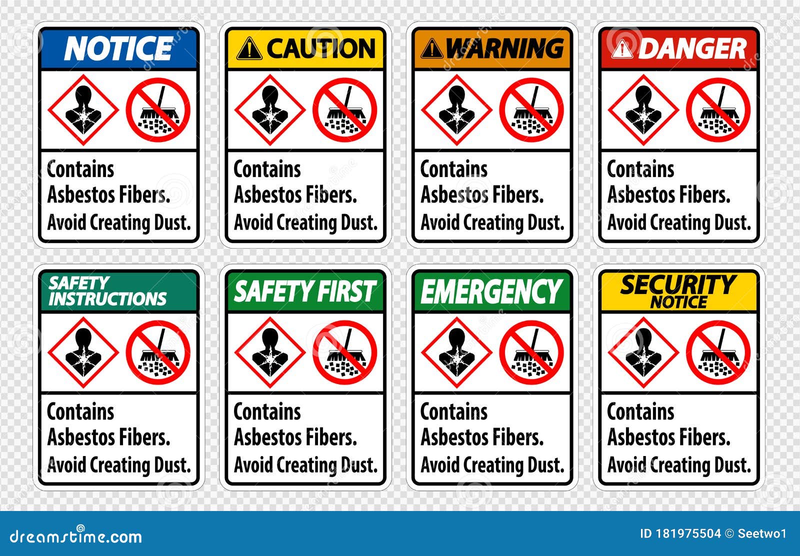 Label Contains Asbestos Fibers,Avoid Creating Dust Cartoon Vector ...