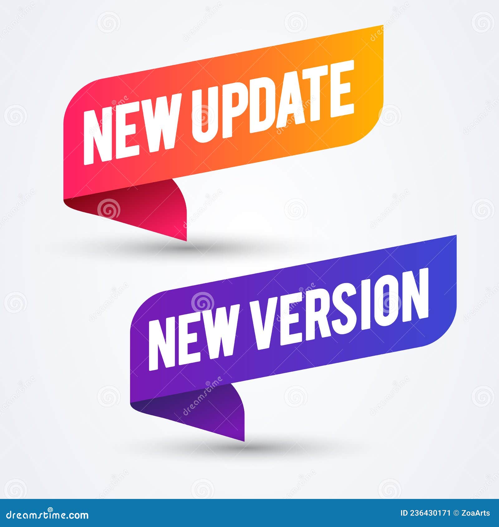 Vector Illustration Colorful New Update and Version Banner Stock Vector ...