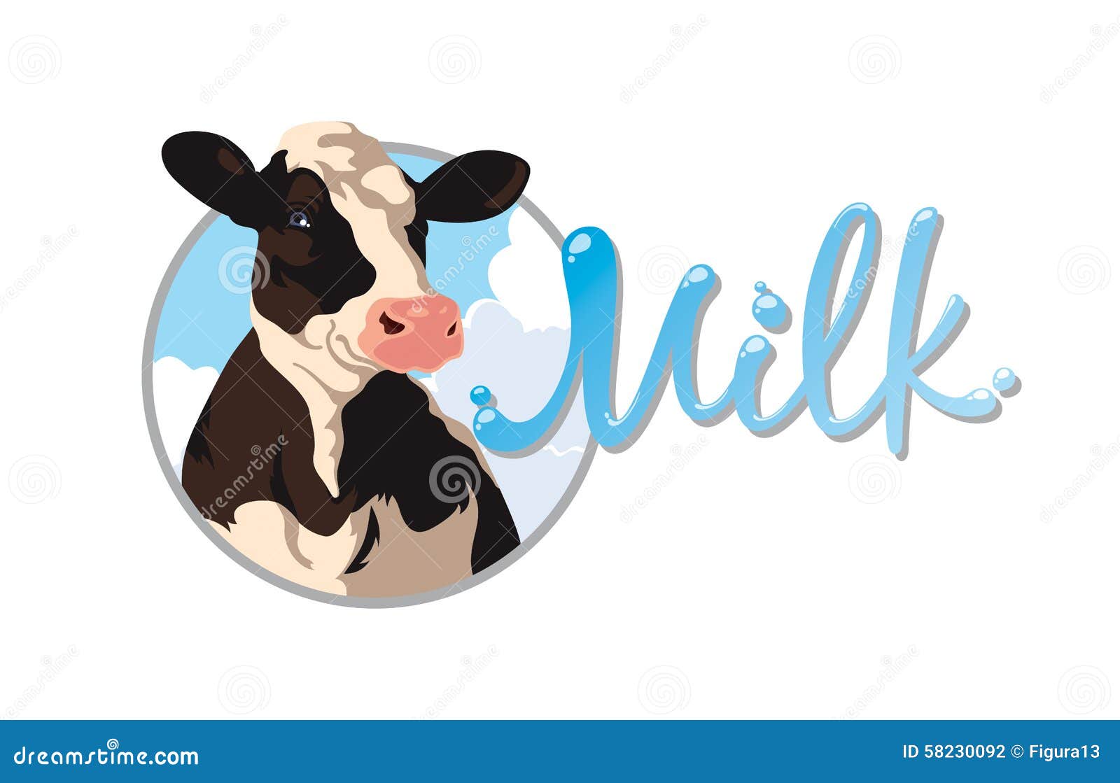 Label with a cow stock vector. Illustration of meadow - 58230092