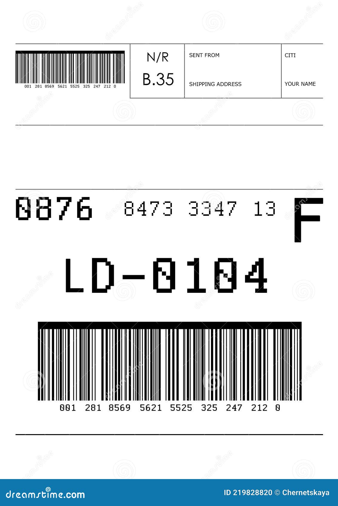 Label with Data and Barcode, Illustration. Parcel Delivery Stock ...