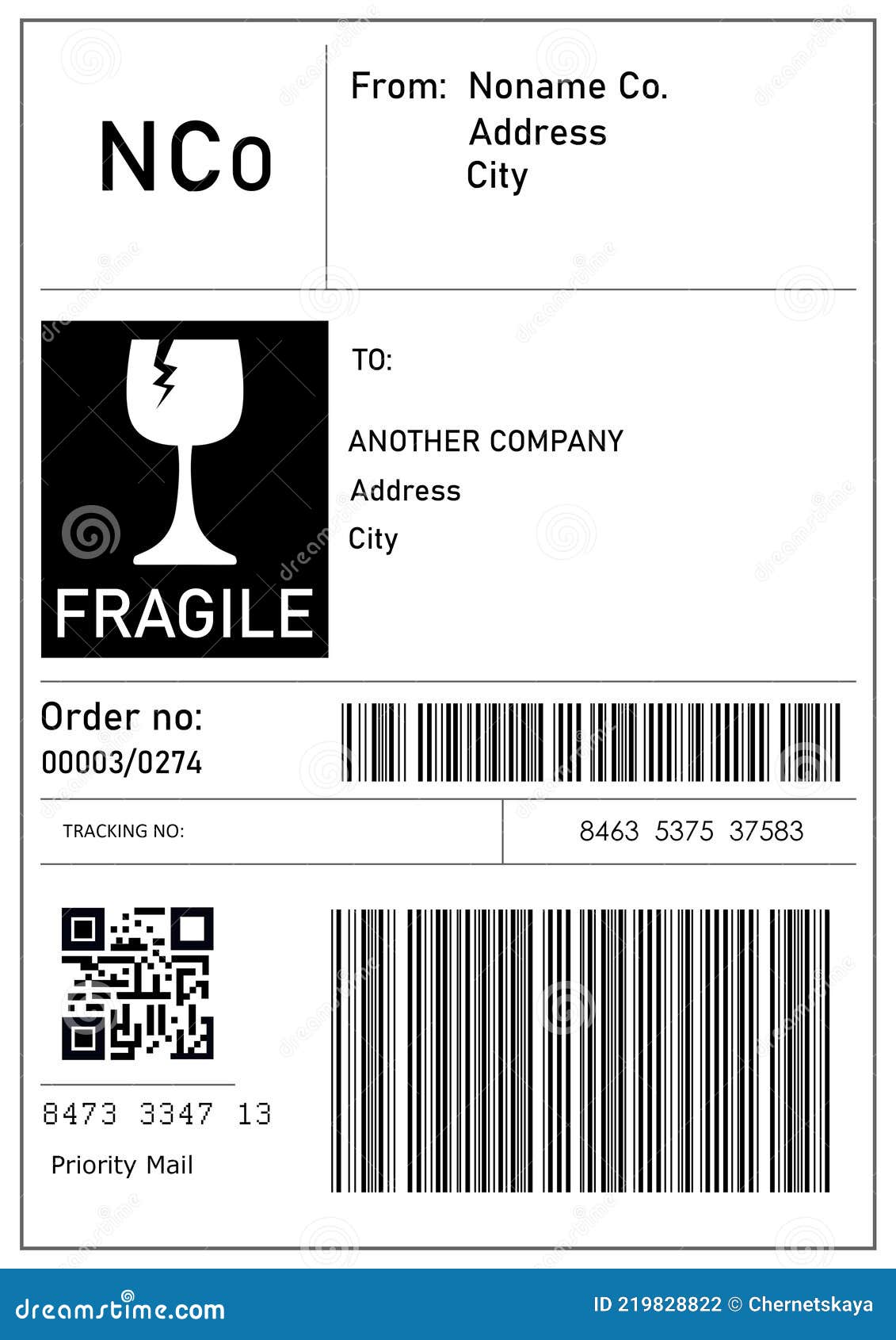 Label with Data and Barcode, Illustration. Parcel Delivery Stock ...