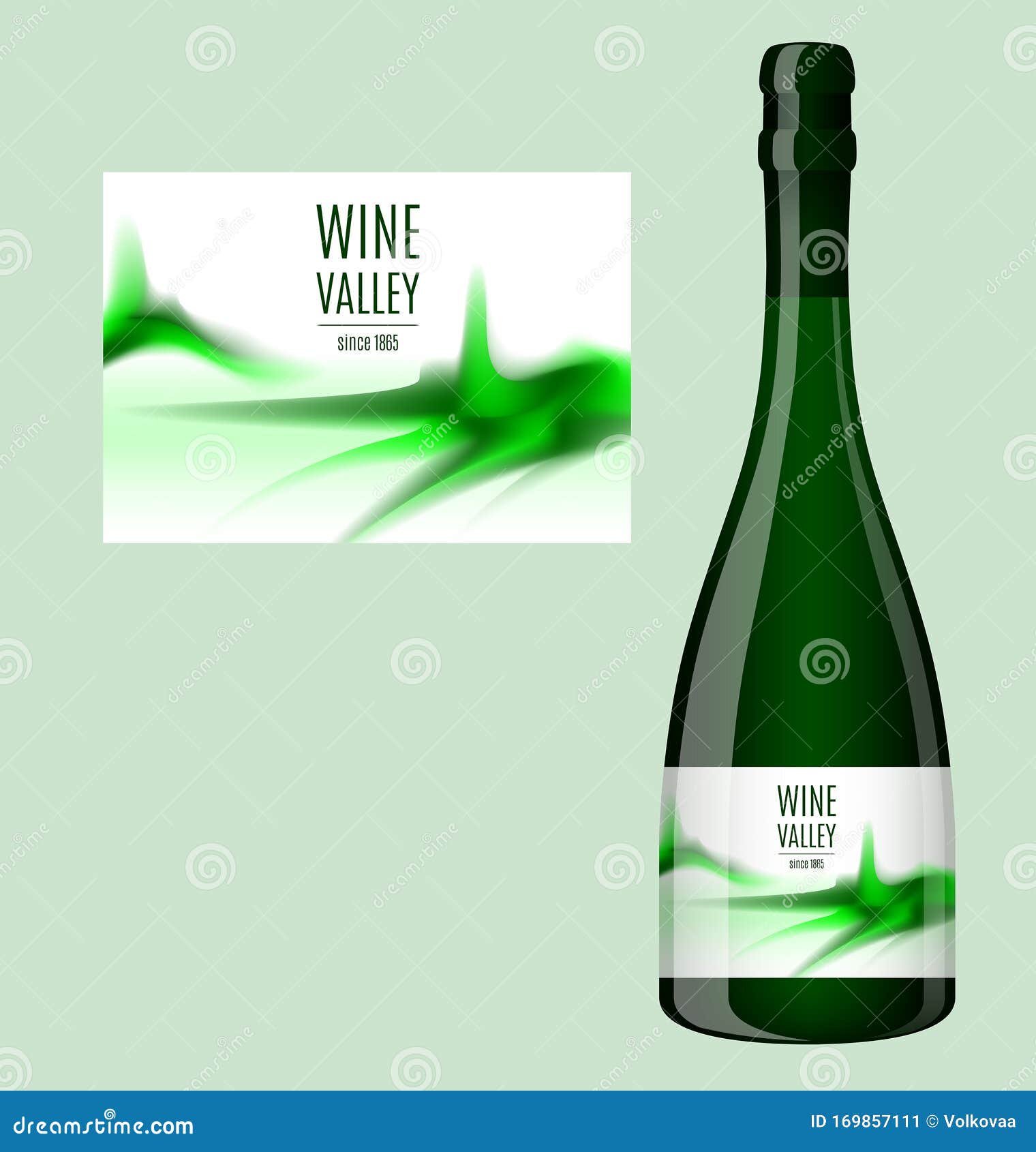 Label Design for a Bottle of Wine with an Abstract Landscape. Stock ...