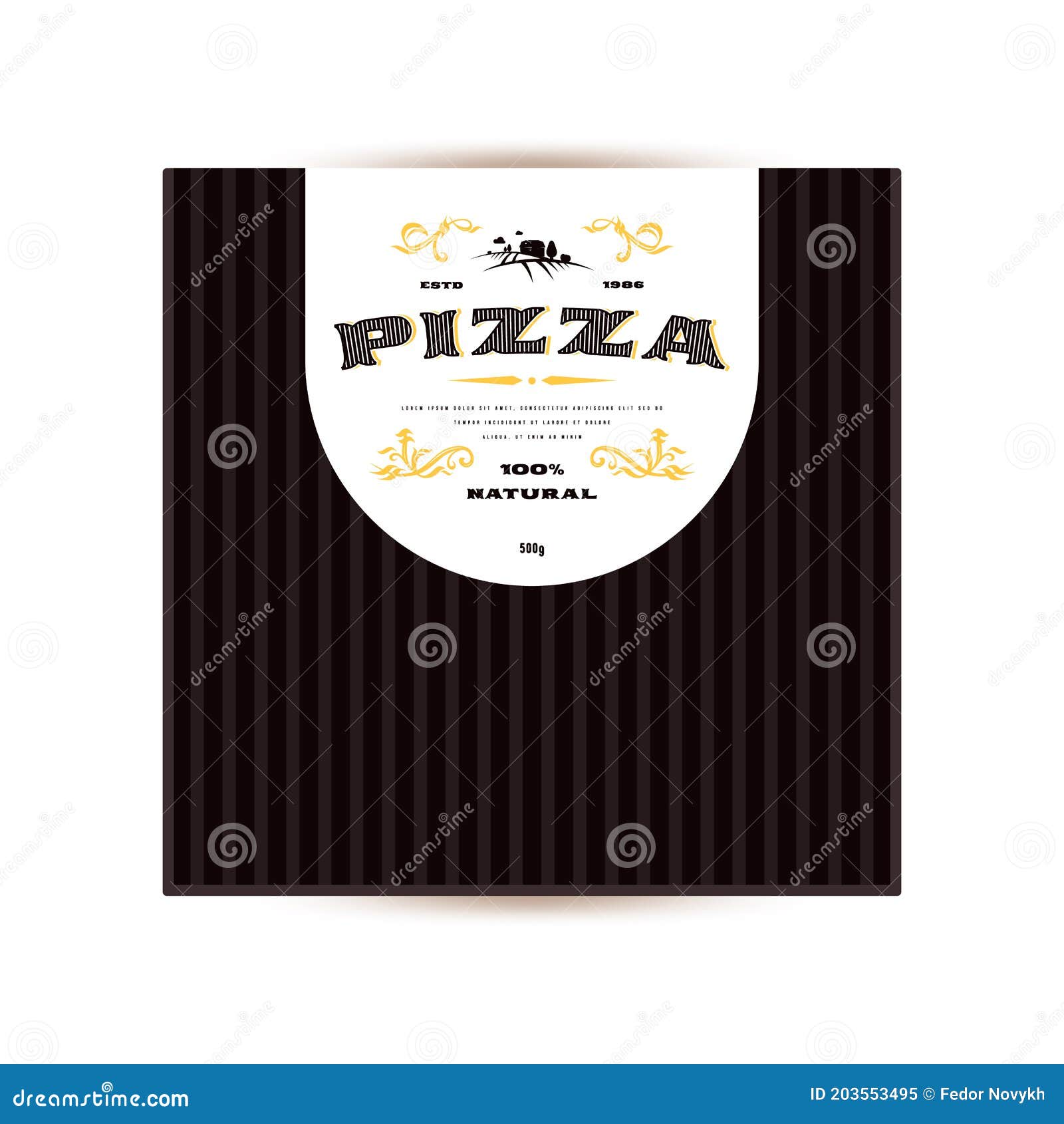 Label Design for Box of Pizza in Elegant Style Stock Vector ...