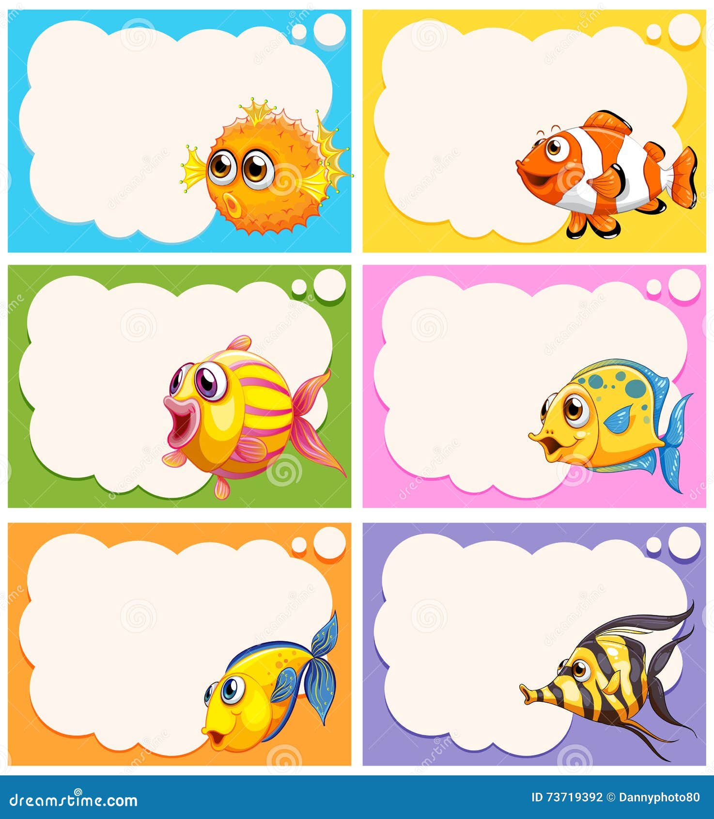 Label Design with Cute Fish Stock Vector - Illustration of element ...