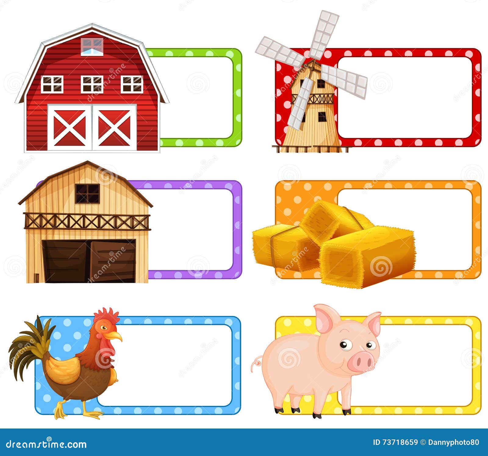 Label Design with Farm Theme Stock Vector - Illustration of collection ...