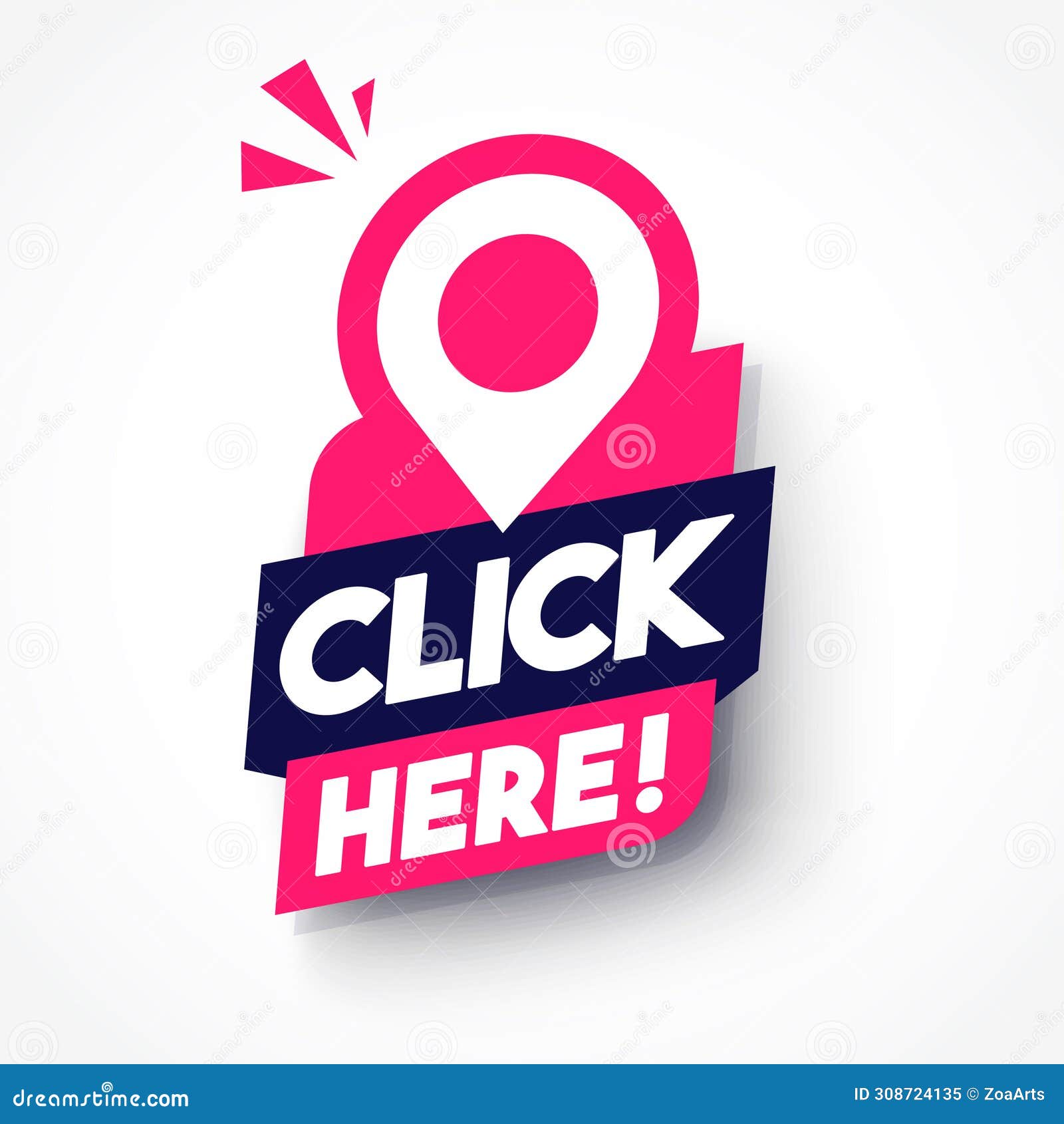 Dynamic Label with Pointer Icon and Text Click Here Stock Vector ...