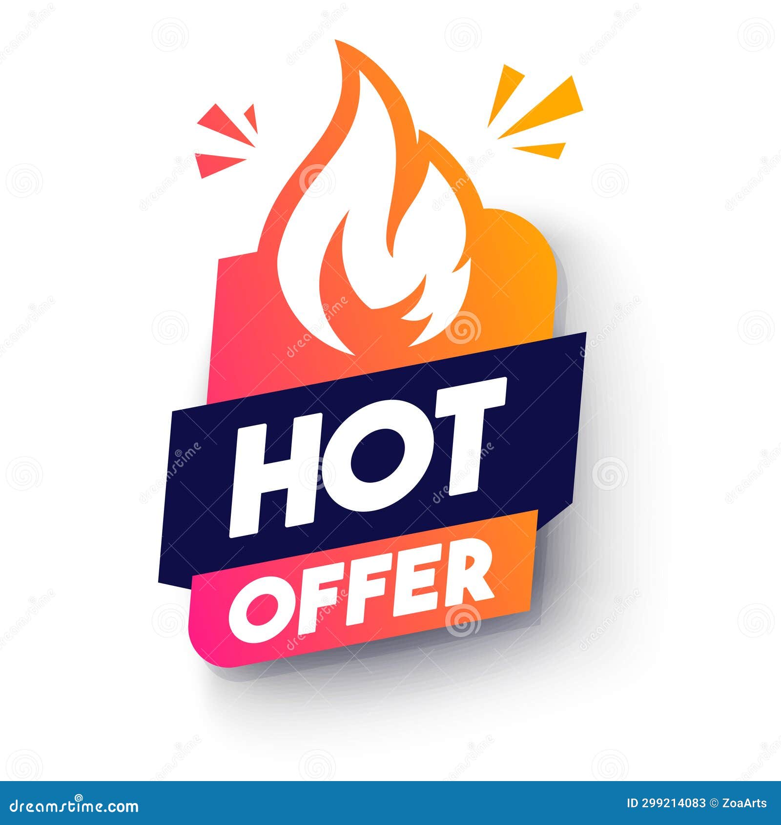Dynamic Label with Flame Icon and Text Hot Offer Stock Vector ...