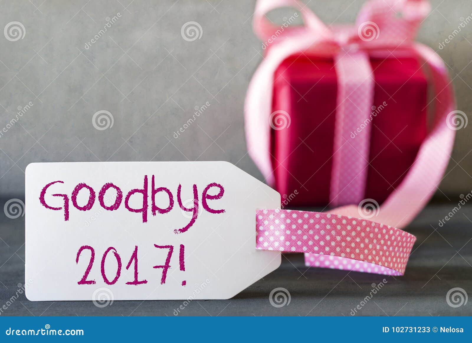 Pink Gift, Label, Text Goodbye 2017 Stock Image - Image of present ...