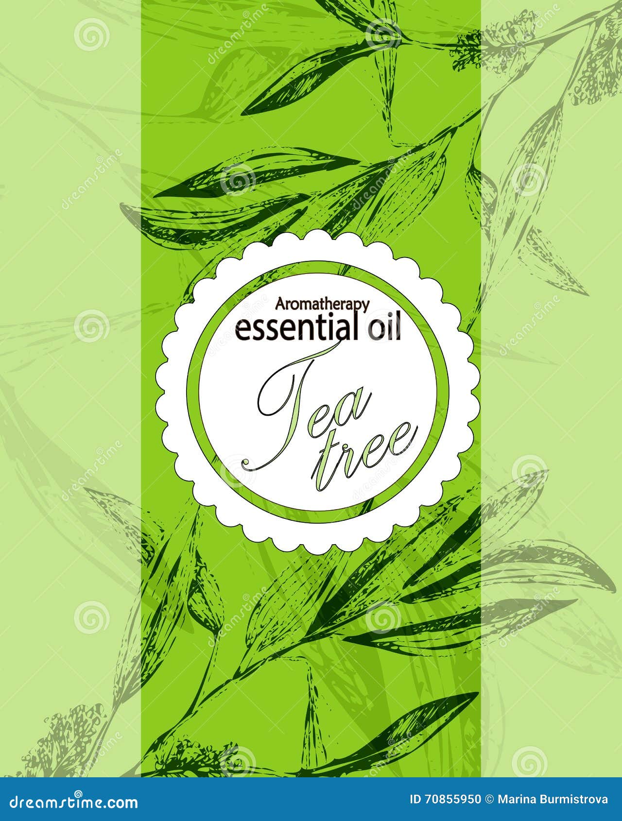 Label for Essential Oil of Tea Tree Stock Vector - Illustration of ...