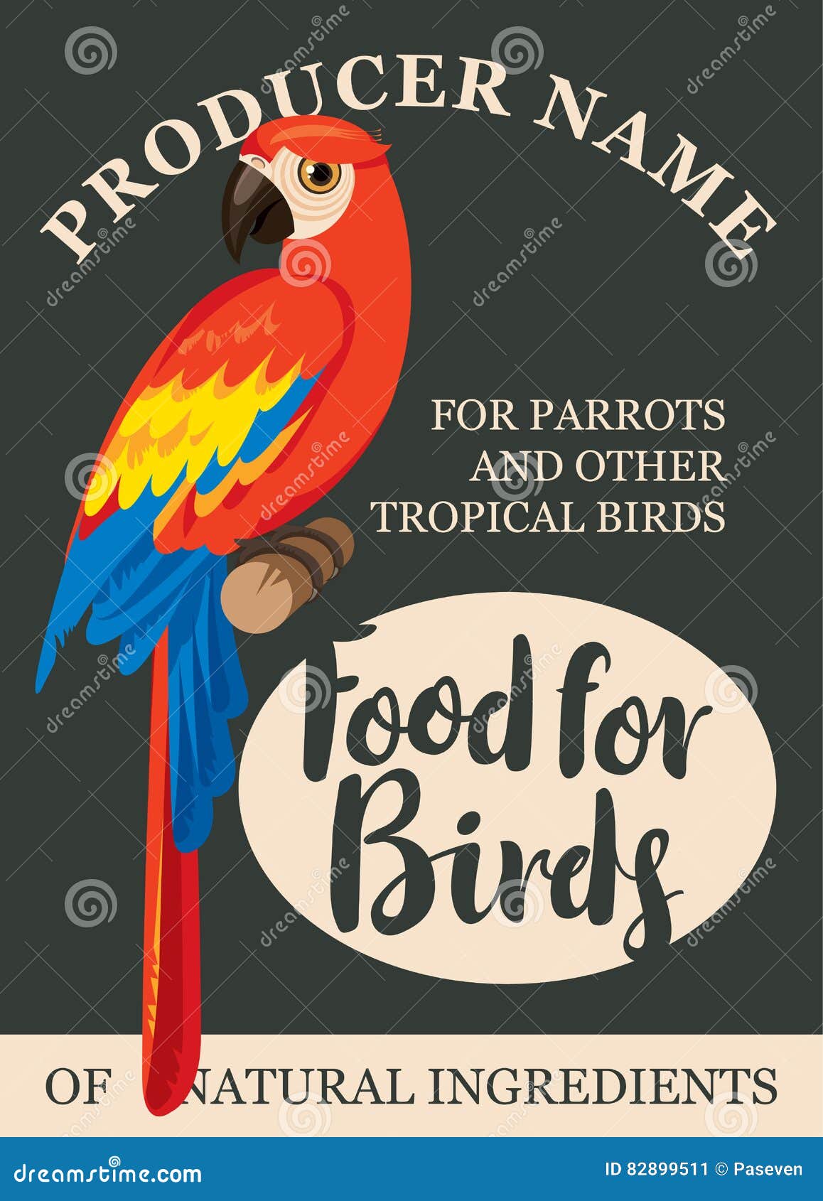 Label feed tropical birds stock vector. Illustration of feed - 82899511