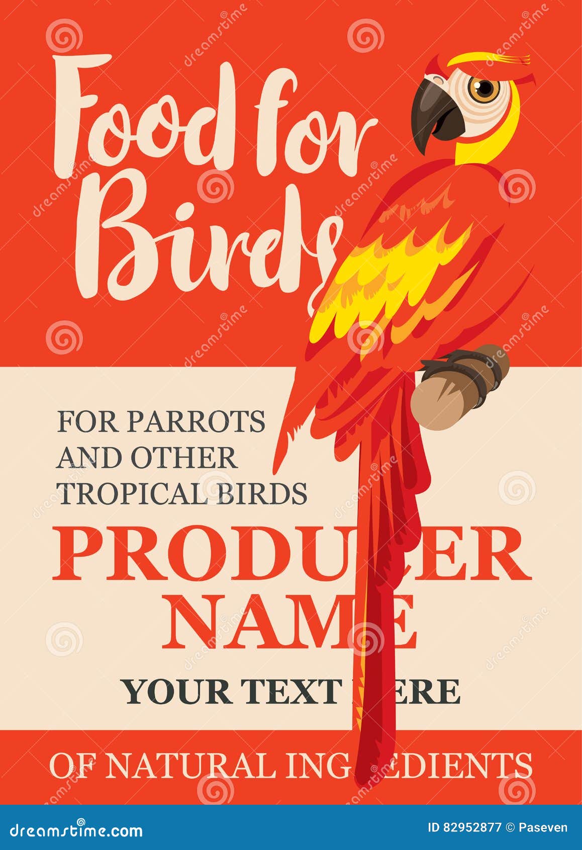 Label feed tropical birds stock vector. Illustration of parrot - 82952877