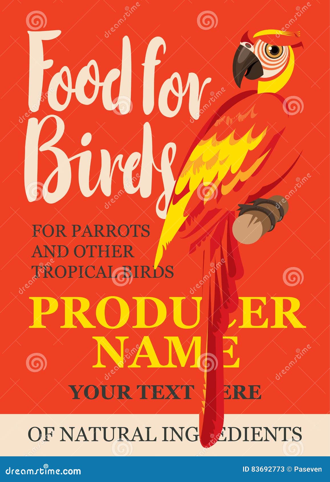 Label feed tropical birds stock vector. Illustration of grain - 83692773