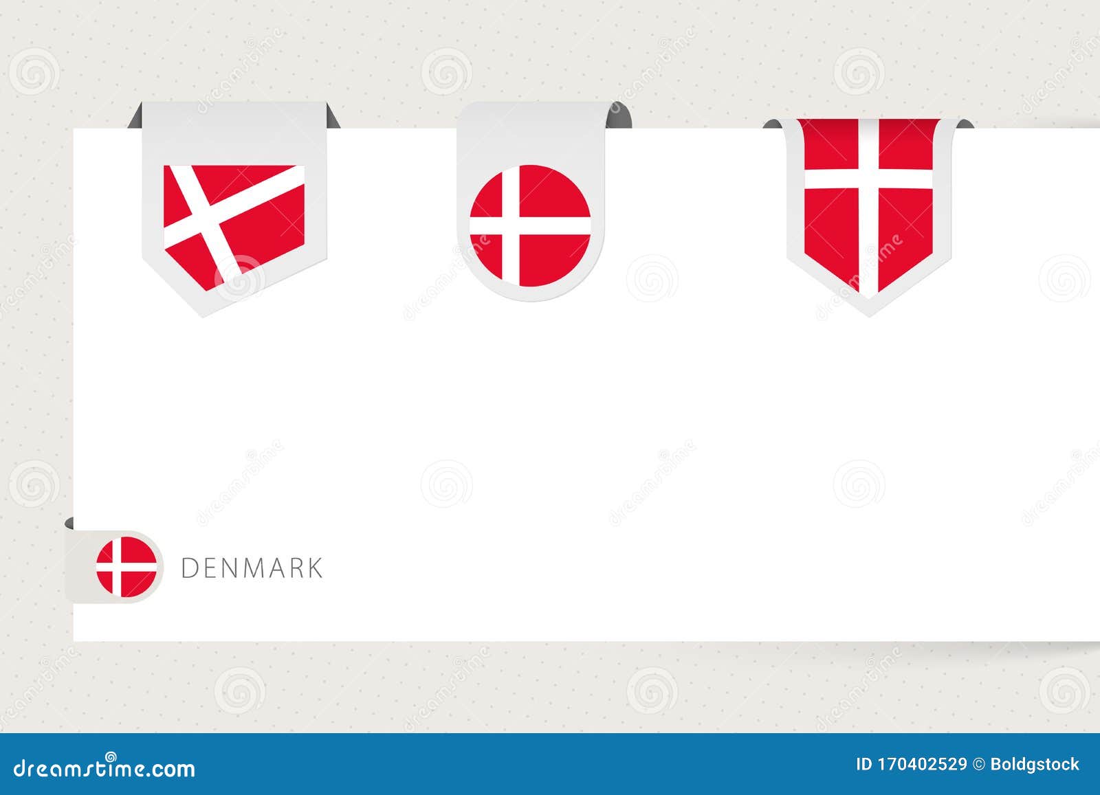 Label Flag Collection of Denmark in Different Shape. Ribbon Flag ...