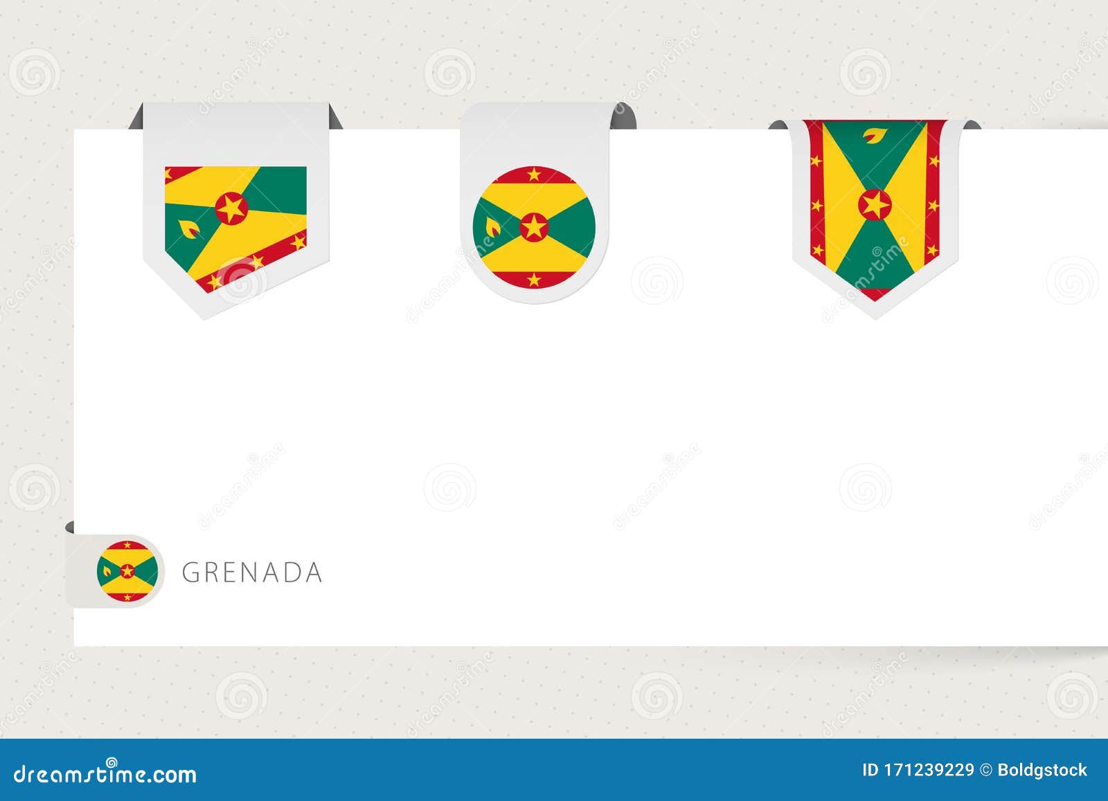 Label Flag Collection of Grenada in Different Shape. Ribbon Flag ...