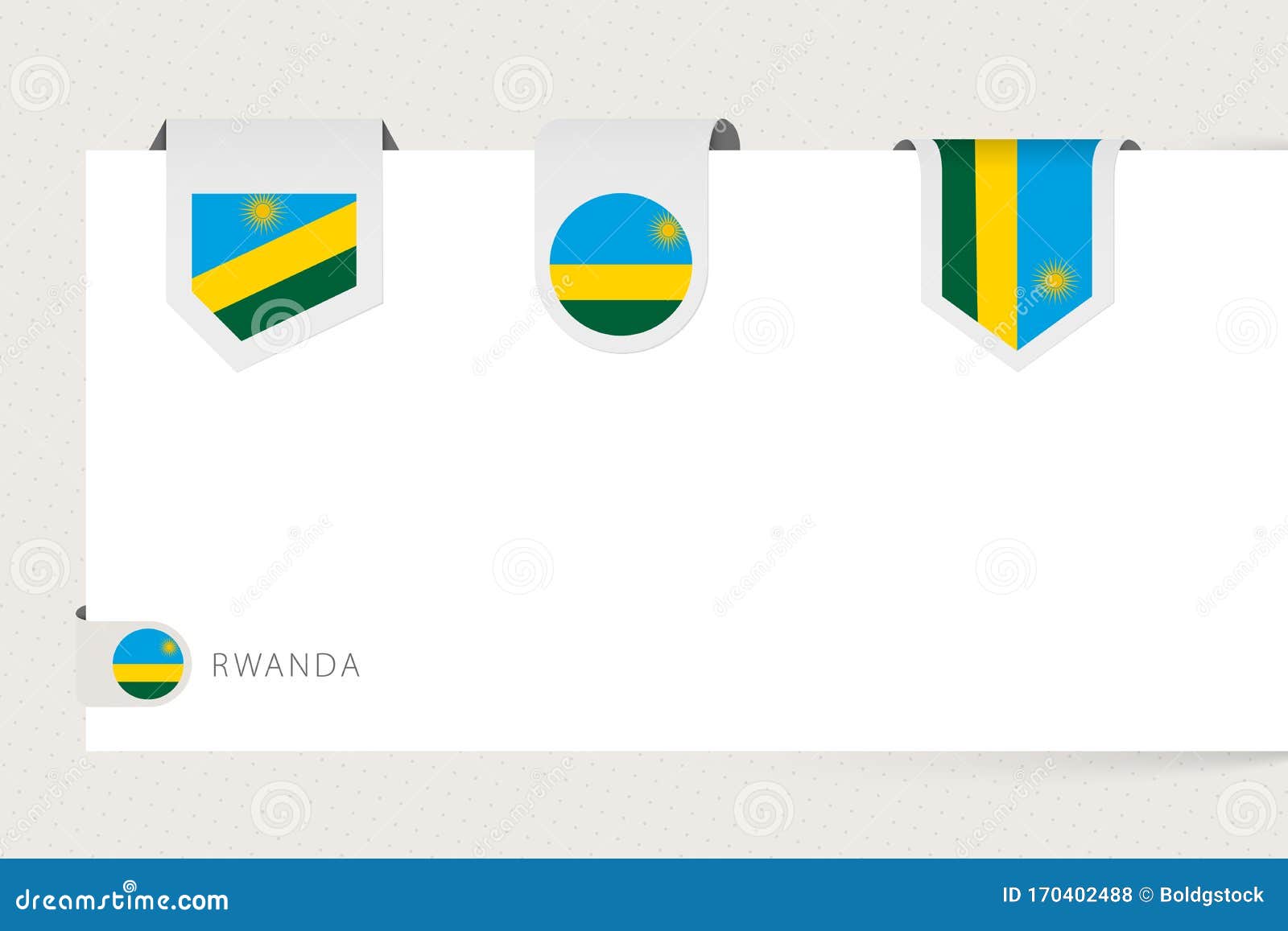 Label Flag Collection of Rwanda in Different Shape. Ribbon Flag ...