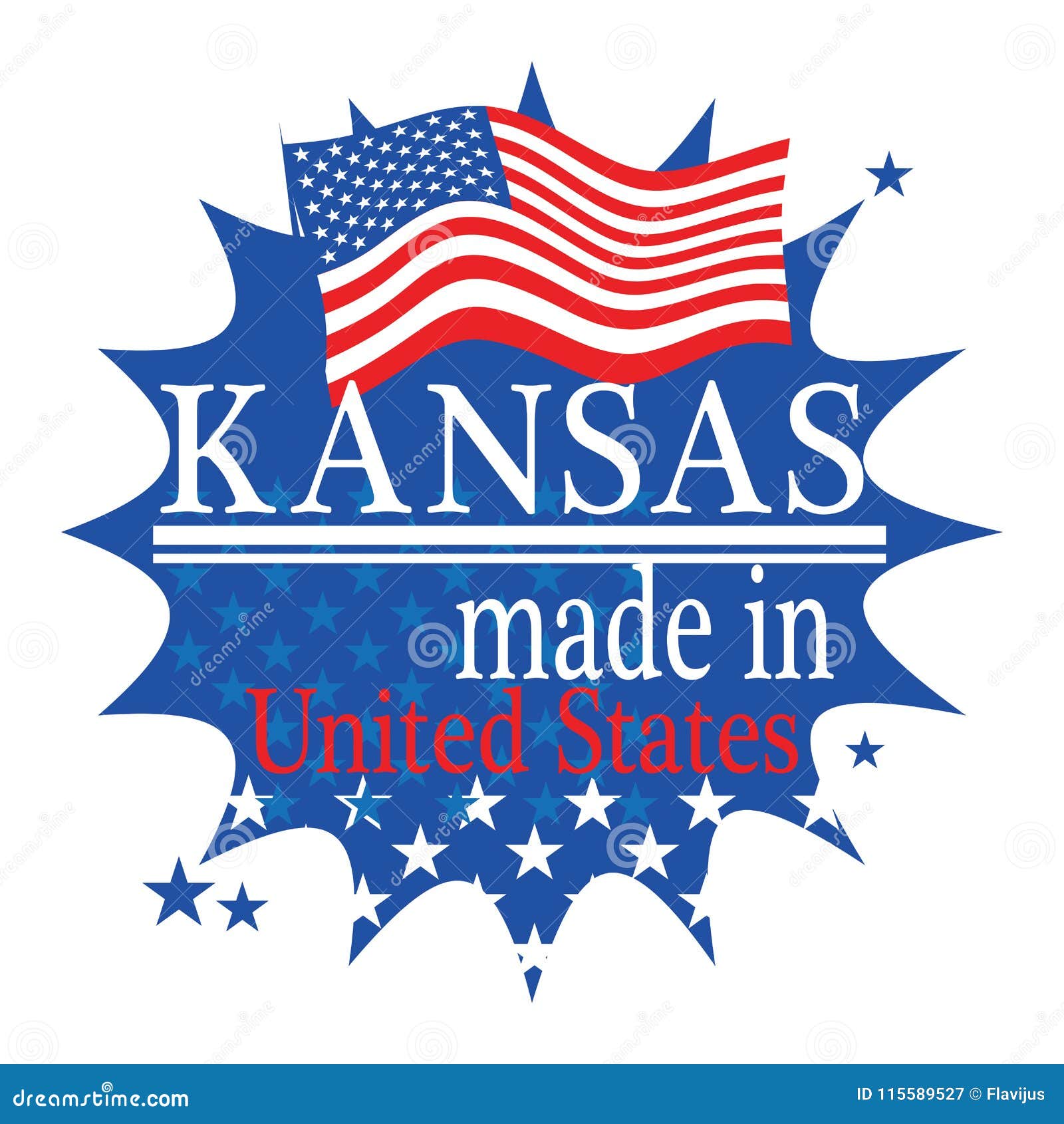 Label with Flag and Text Made in Kansas Stock Vector - Illustration of ...