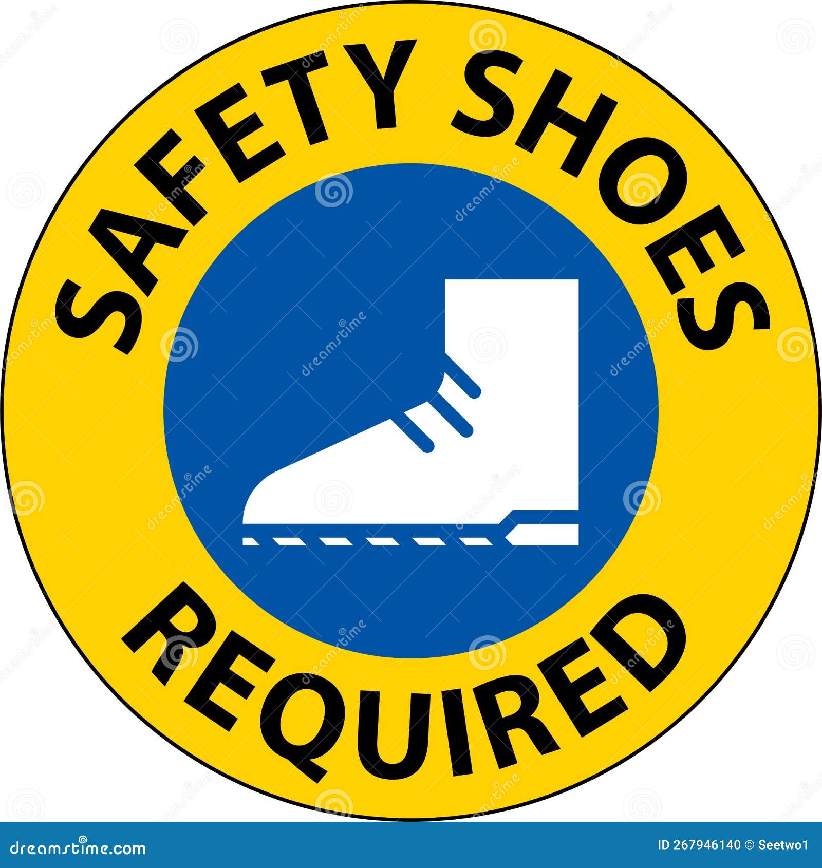 Label Floor Sign, Safety Shoes Required Stock Vector - Illustration of ...