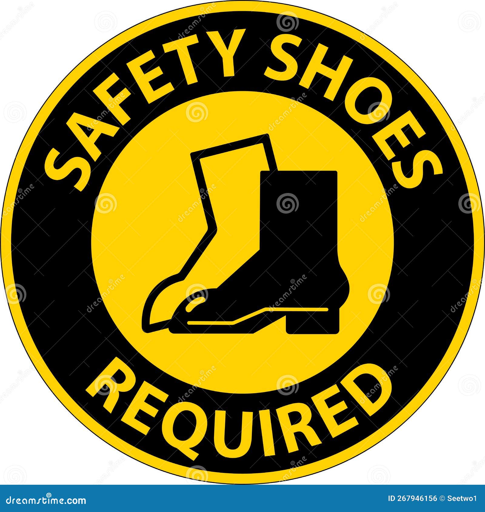 Label Floor Sign, Safety Shoes Required Stock Vector - Illustration of ...