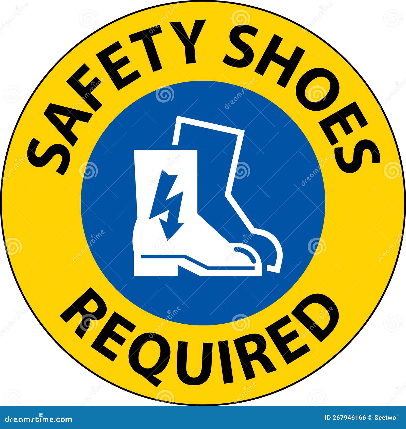 Label Floor Sign, Safety Shoes Required Stock Vector - Illustration of ...