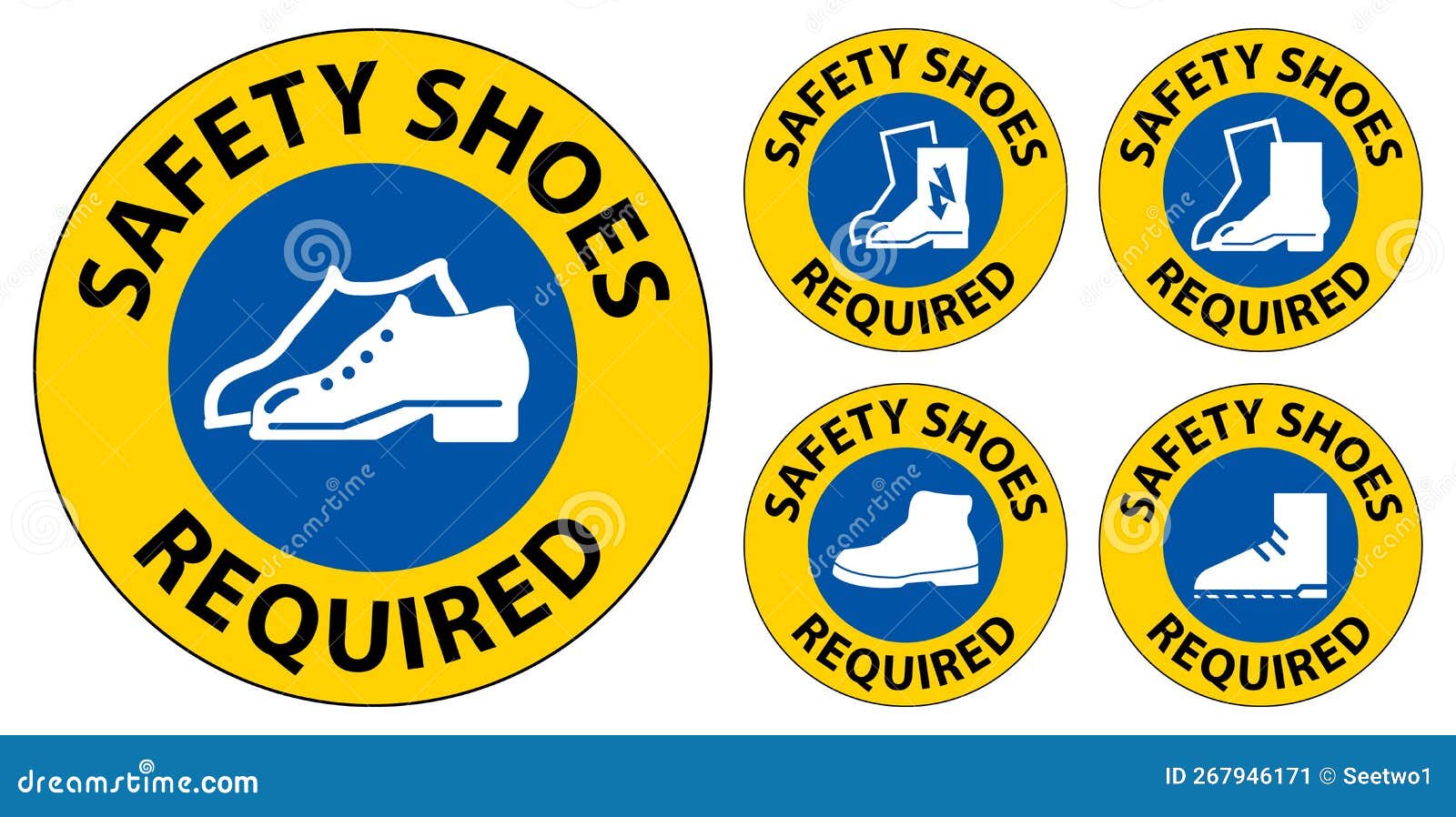 Label Floor Sign, Safety Shoes Required Stock Vector - Illustration of ...