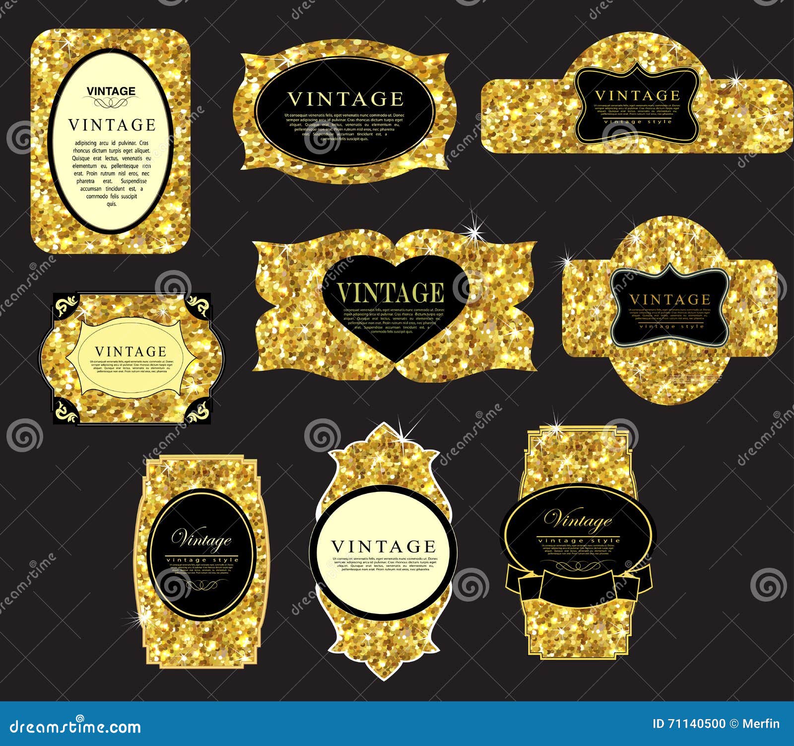 Label and frame of gold stock vector. Illustration of design - 71140500