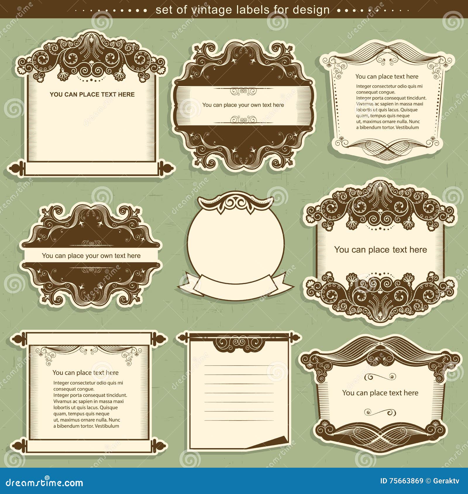 Label Frames with Decor Vignettes.Vector Illustration Stock Vector ...