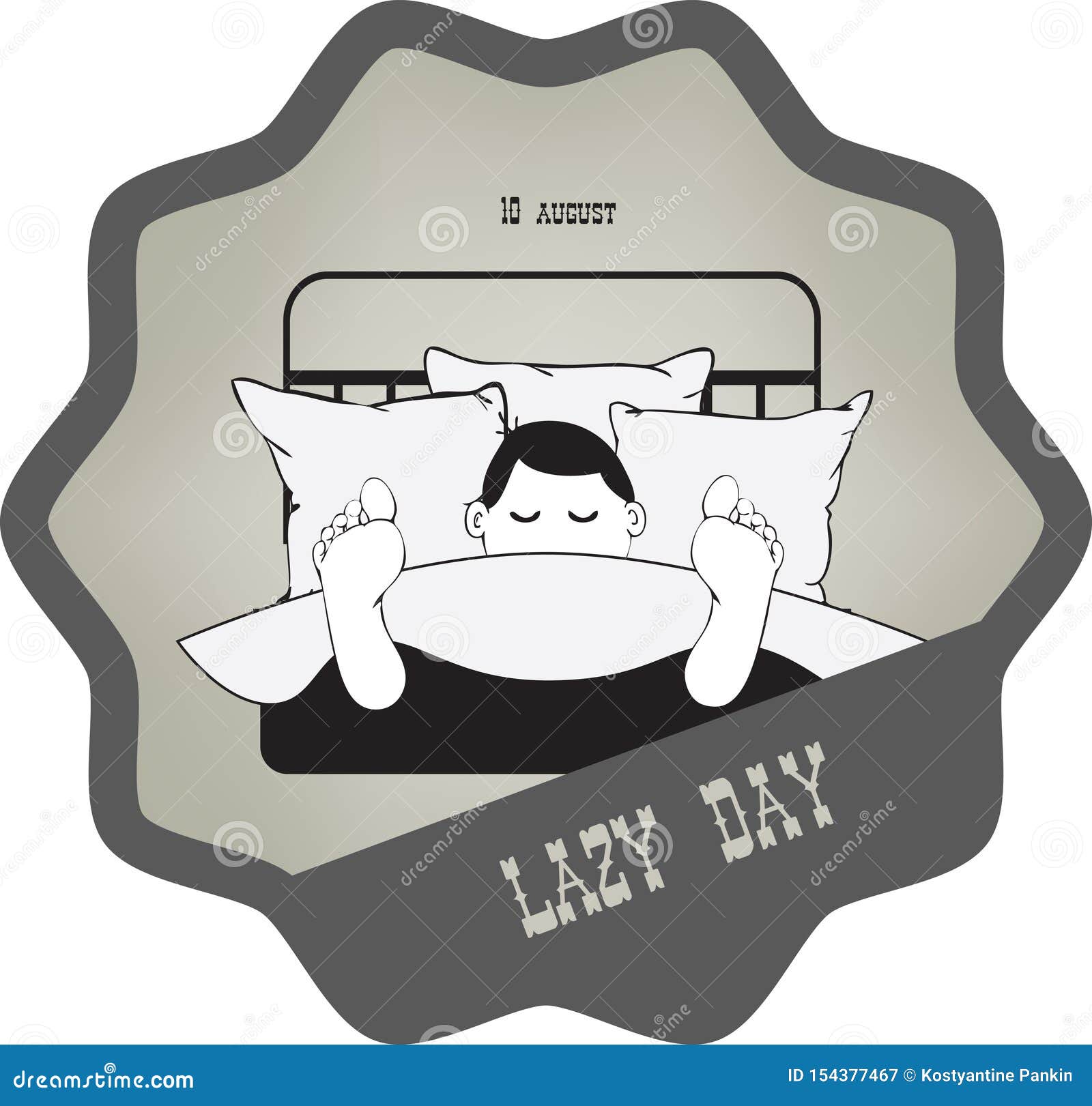 Label for holiday Lazy Day stock vector. Illustration of pillow - 154377467