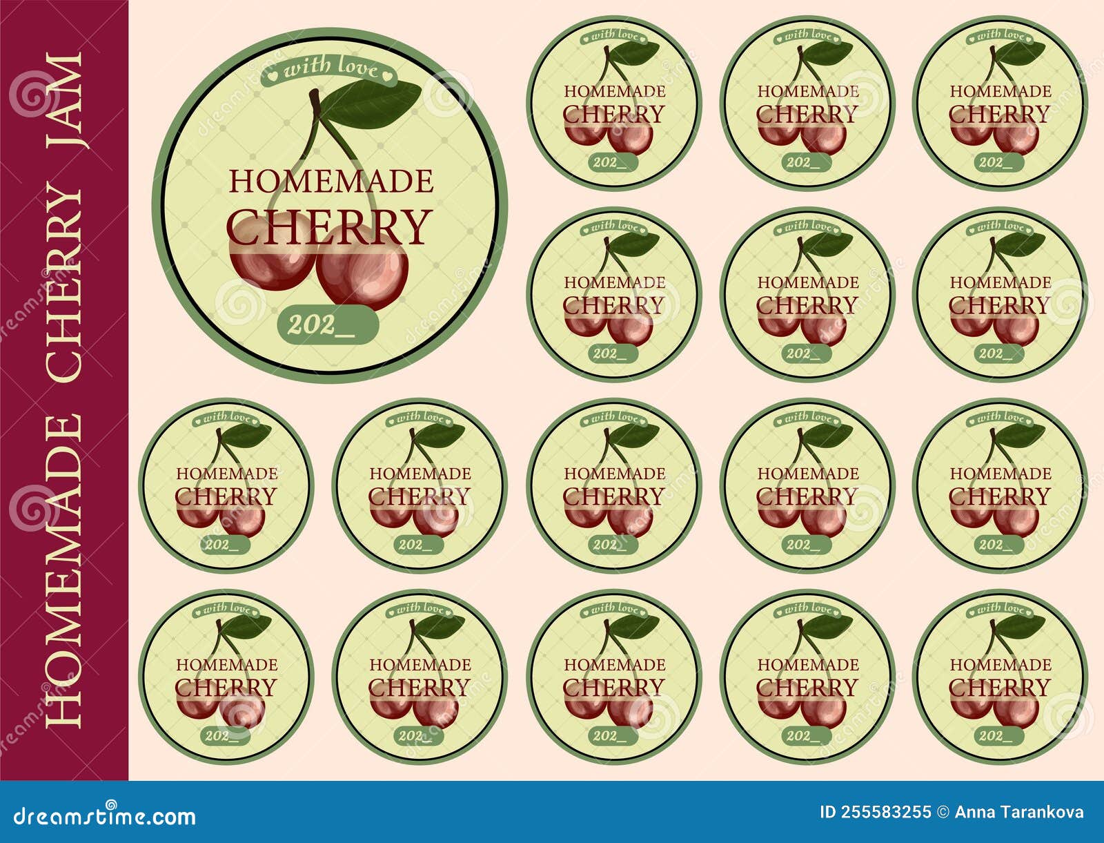Label for Homemade Cherries. Cherry Jam Canned Packaging Stock Vector ...