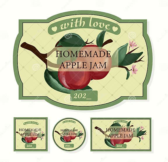 Label for Homemade Jam. Apple Jam Packaging Stock Vector - Illustration ...