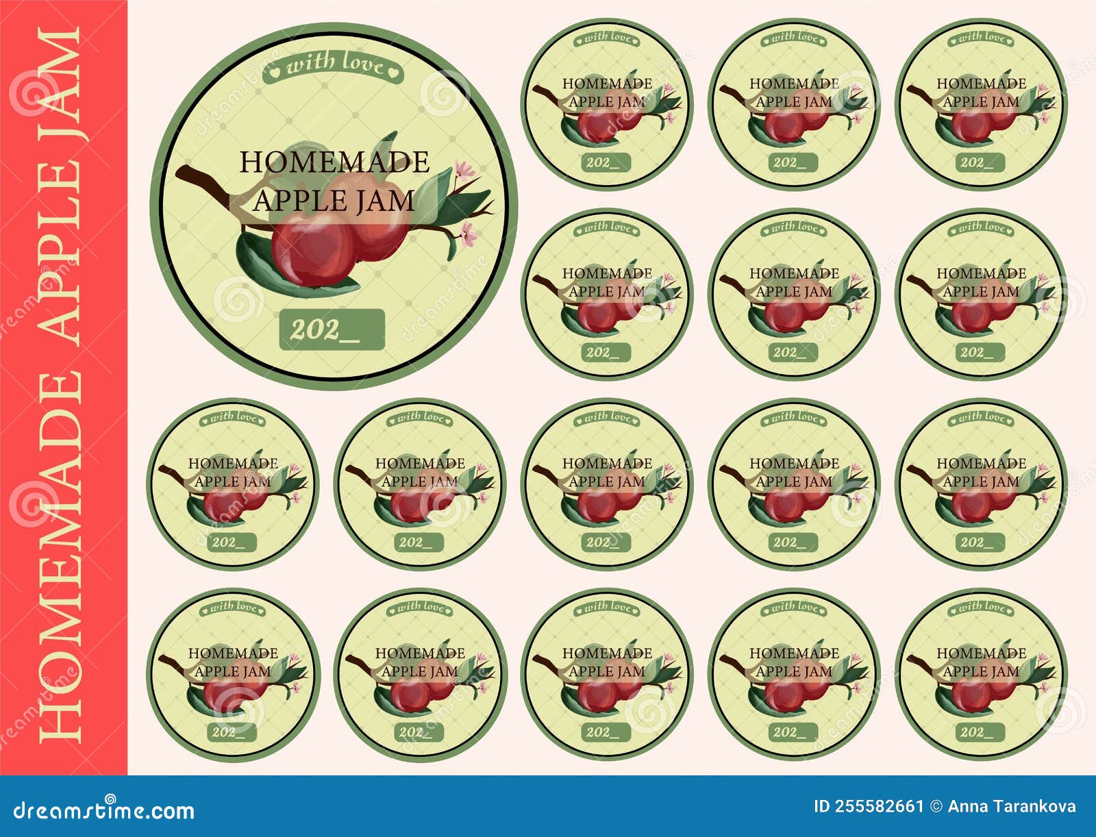 Label for Homemade Jam. Apple Jam Packaging Stock Vector - Illustration ...