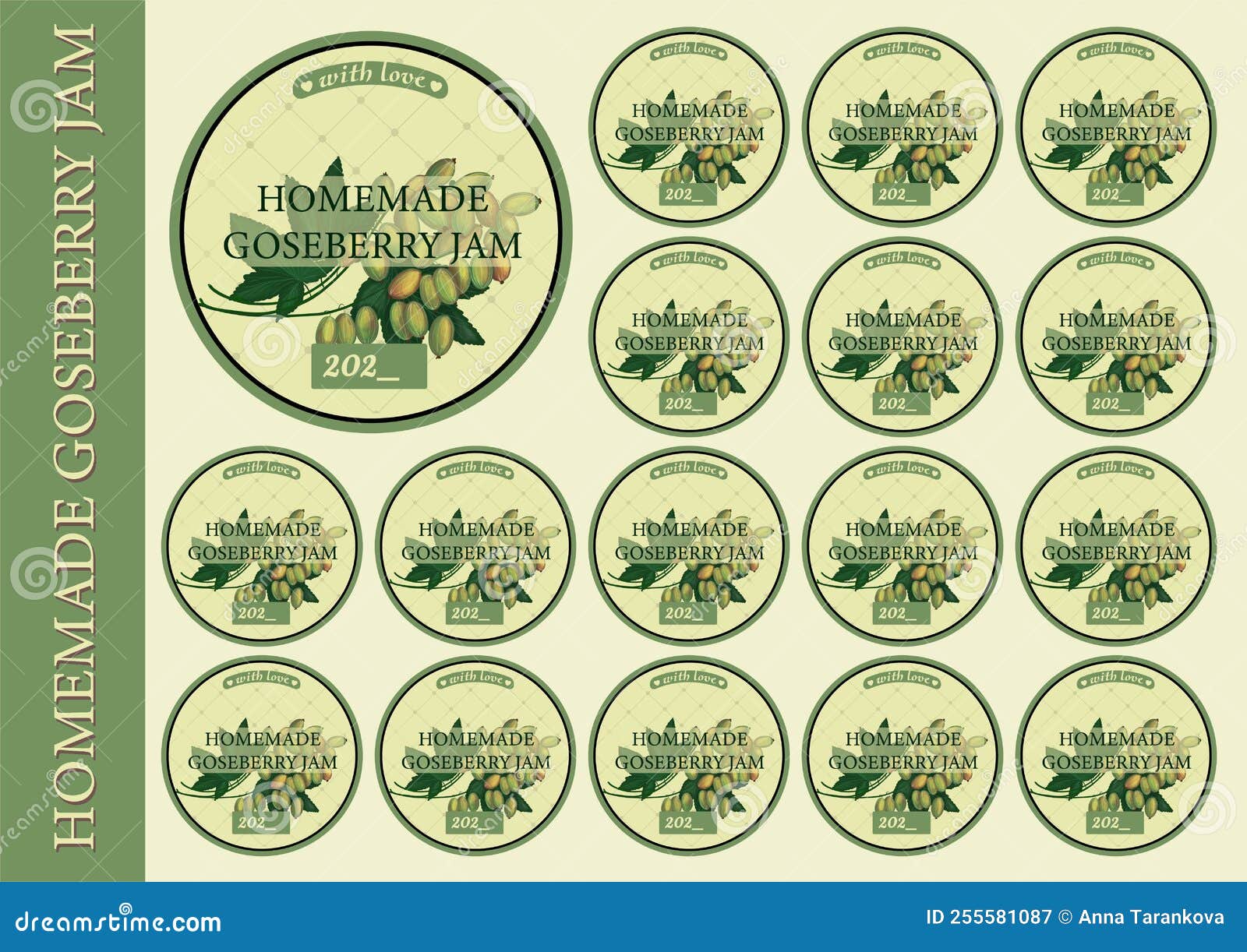 Label for Homemade Jam. Gooseberry Jam Packaging Stock Vector ...