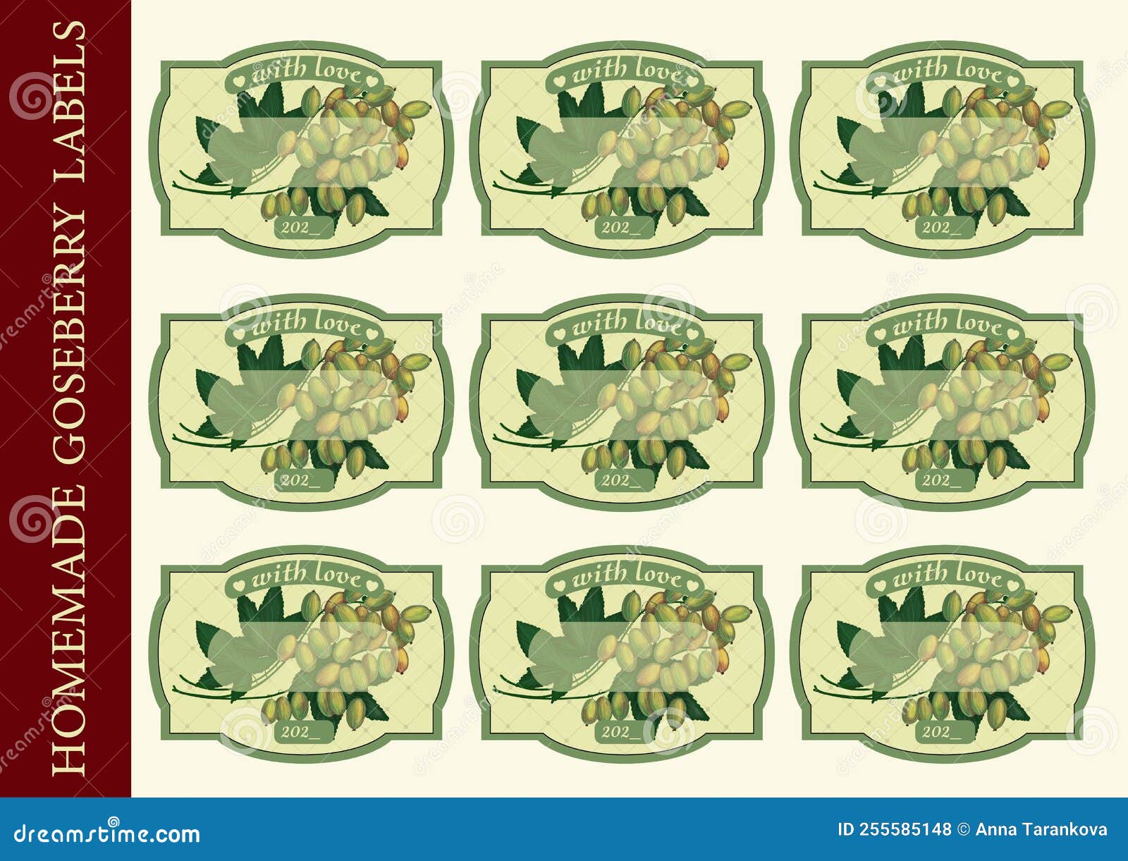 Label for Homemade Jam. Gooseberry Jam Packaging Stock Vector ...