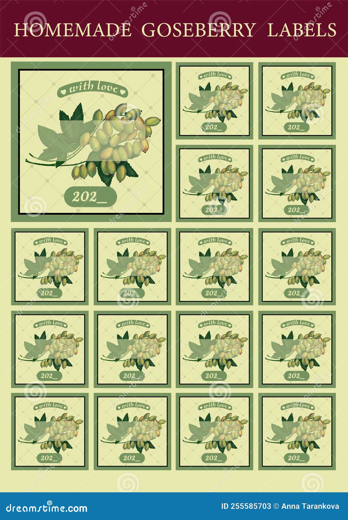 Label for Homemade Jam. Gooseberry Jam Packaging Stock Vector ...