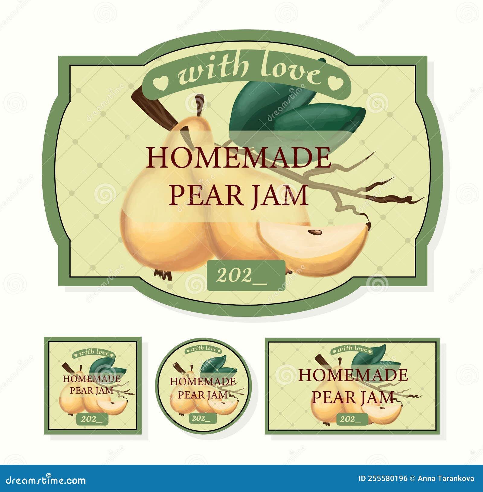 Label for Homemade Jam. Pear Jam Packing Stock Vector - Illustration of ...